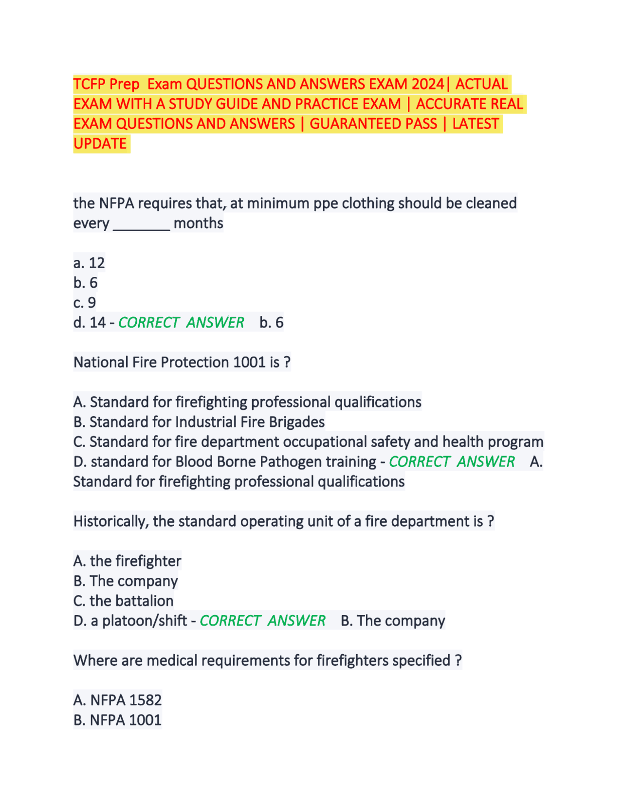 Firefighter Exam Prep: Questions and Answers for Certification Success ...