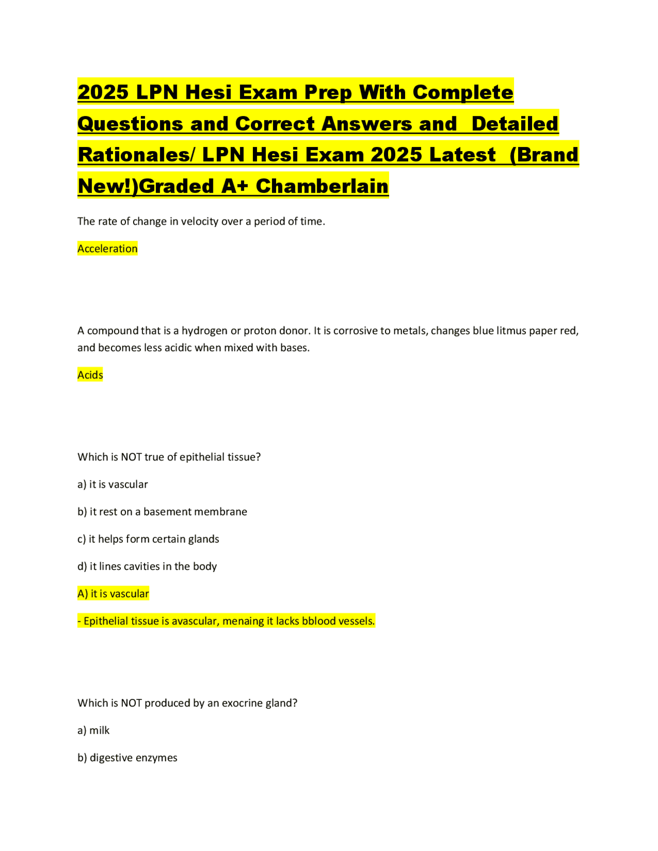 LPN Hesi Exam Prep With Complete Questions and Correct Answers and ...