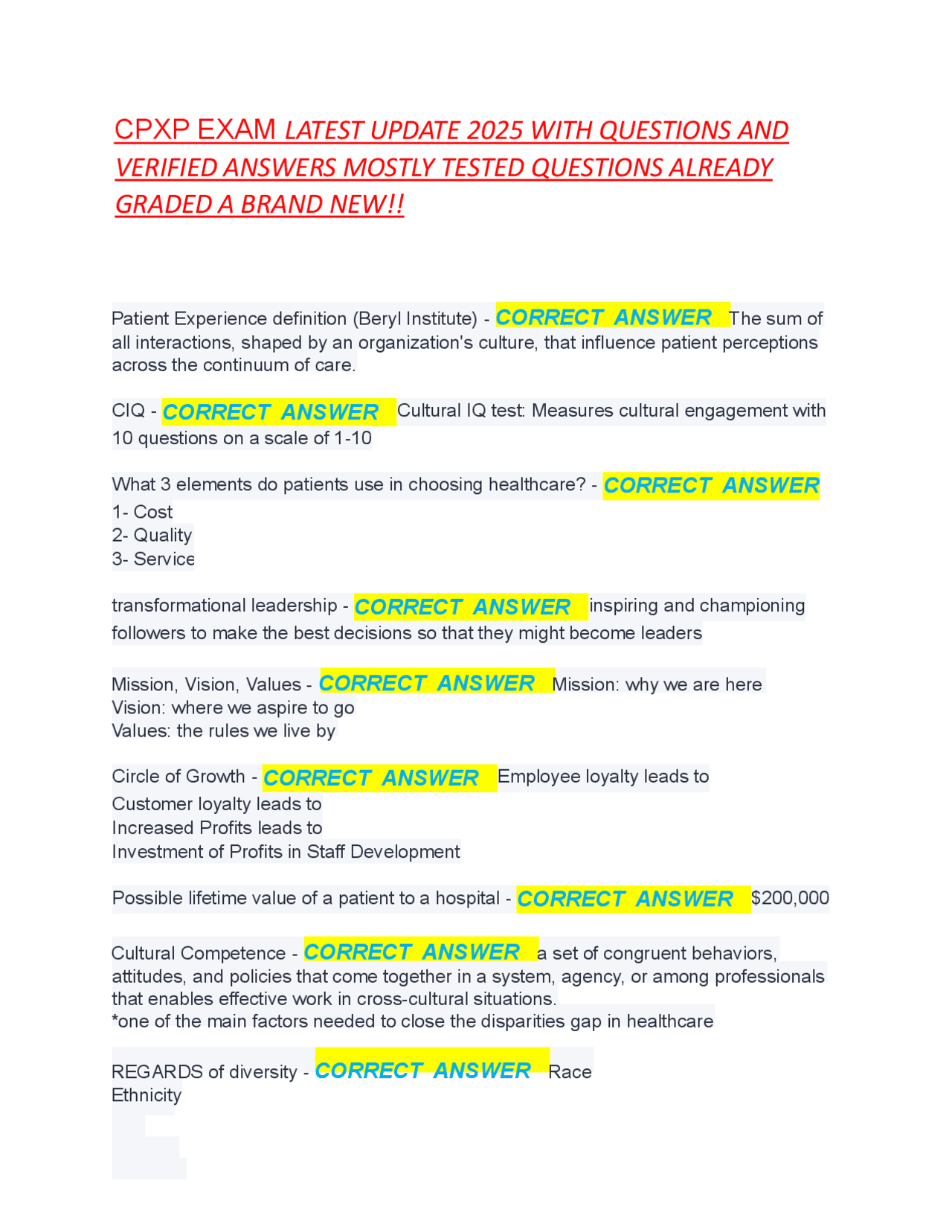CPXP EXAM LATEST UPDATE 2025 WITH QUESTIONS AND VERIFIED ANSWERS MOSTLY ...
