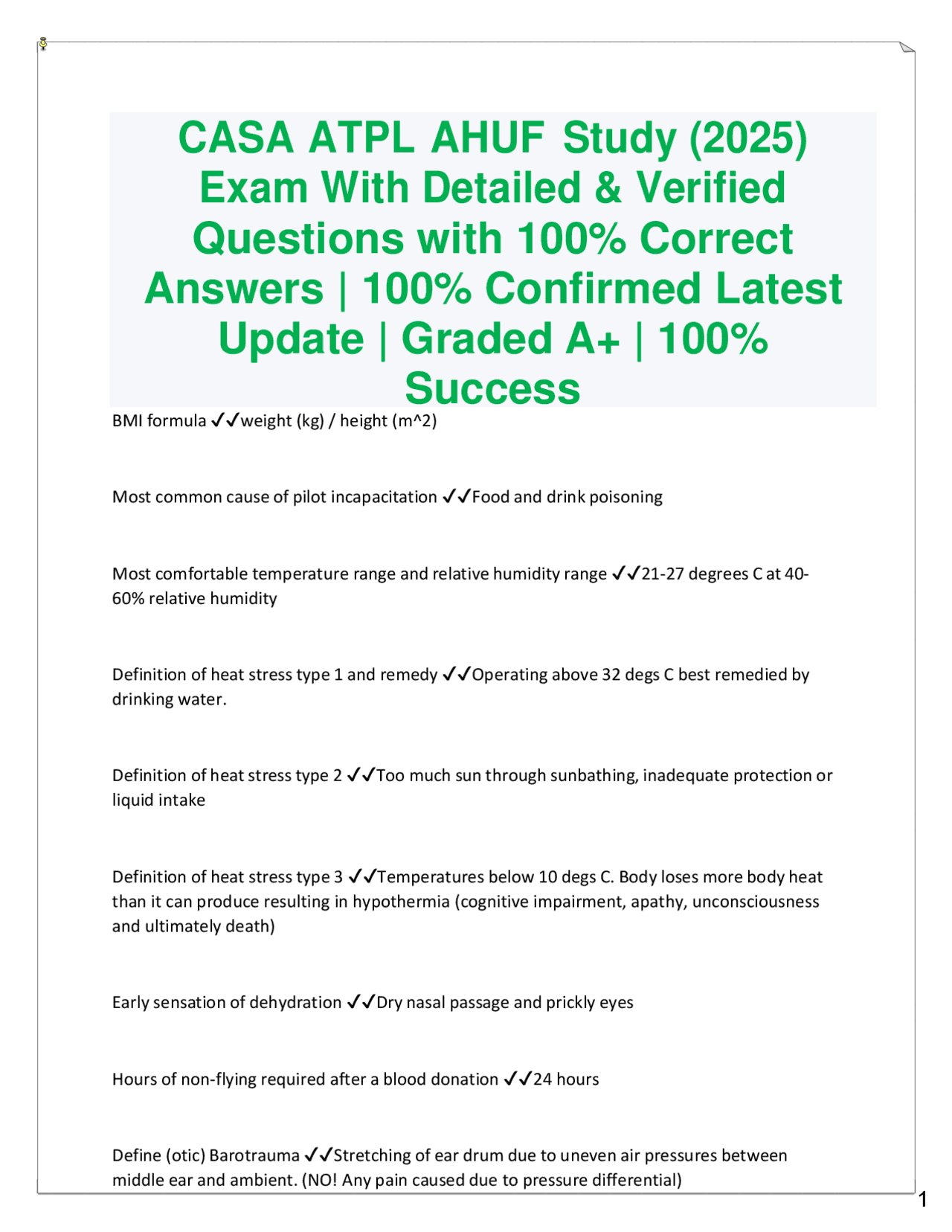 CASA ATPL AHUF Study (2025) Exam With Detailed & Verified Questions ...