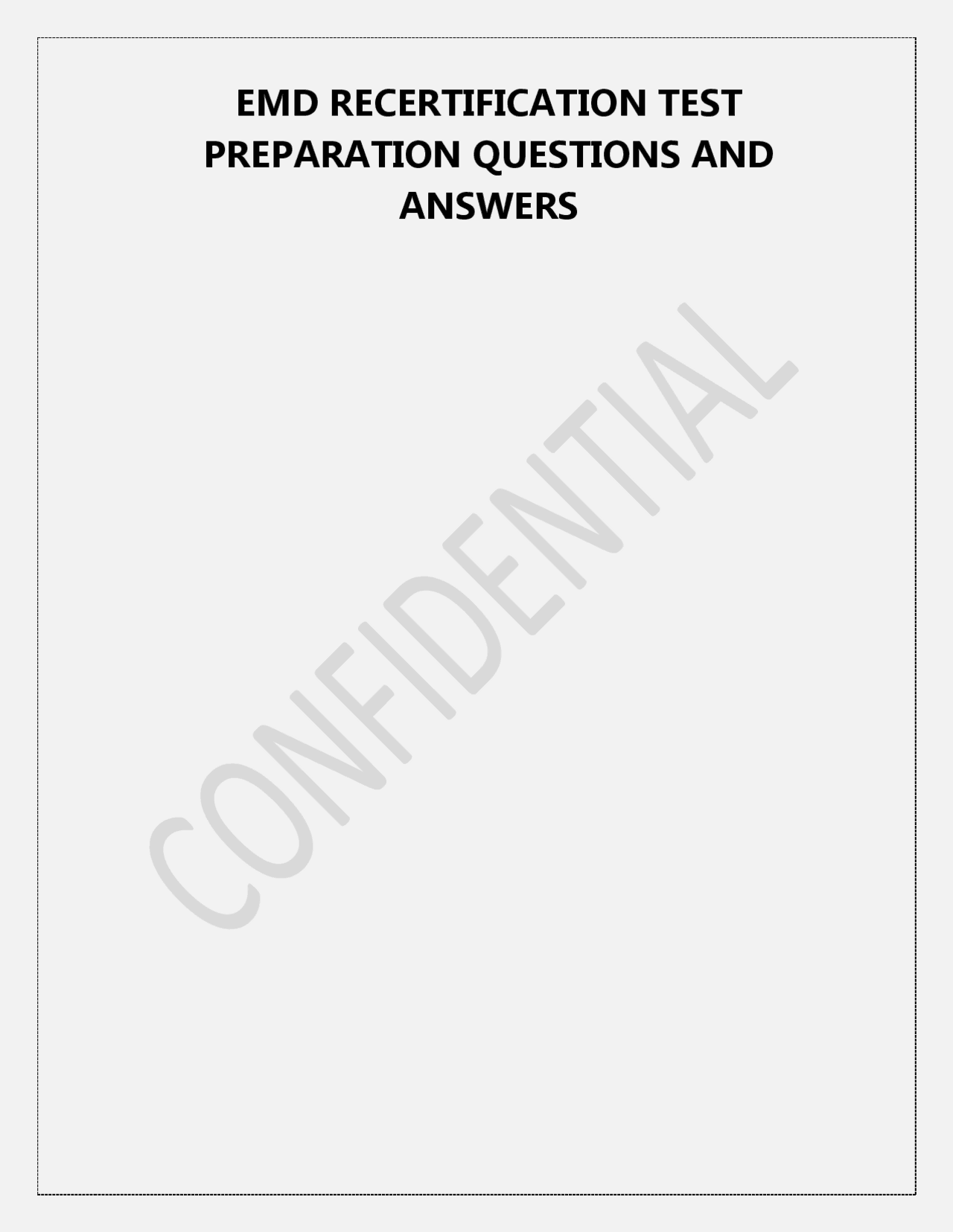 EMD Recertification: Essential Questions and Answers for Emergency ...