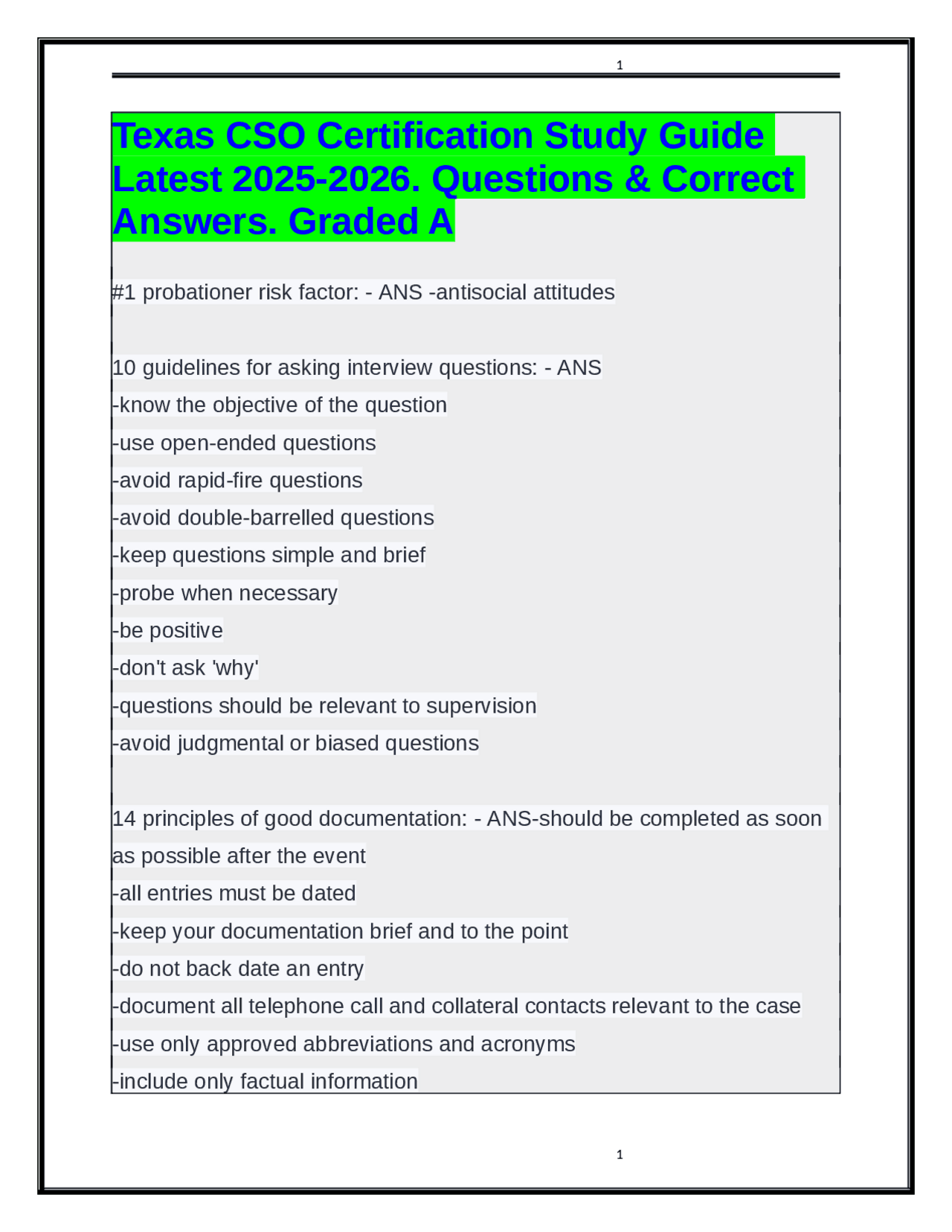 Texas CSO Certification Exam Study Guide 2025-2026: Questions and ...