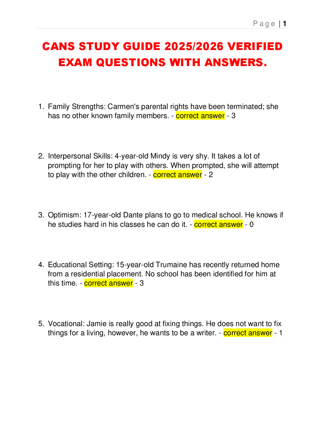 CANS EXAM 2025/2026 VERIFIED EXAM QUESTIONS WITH ANSWERS | Exams ...