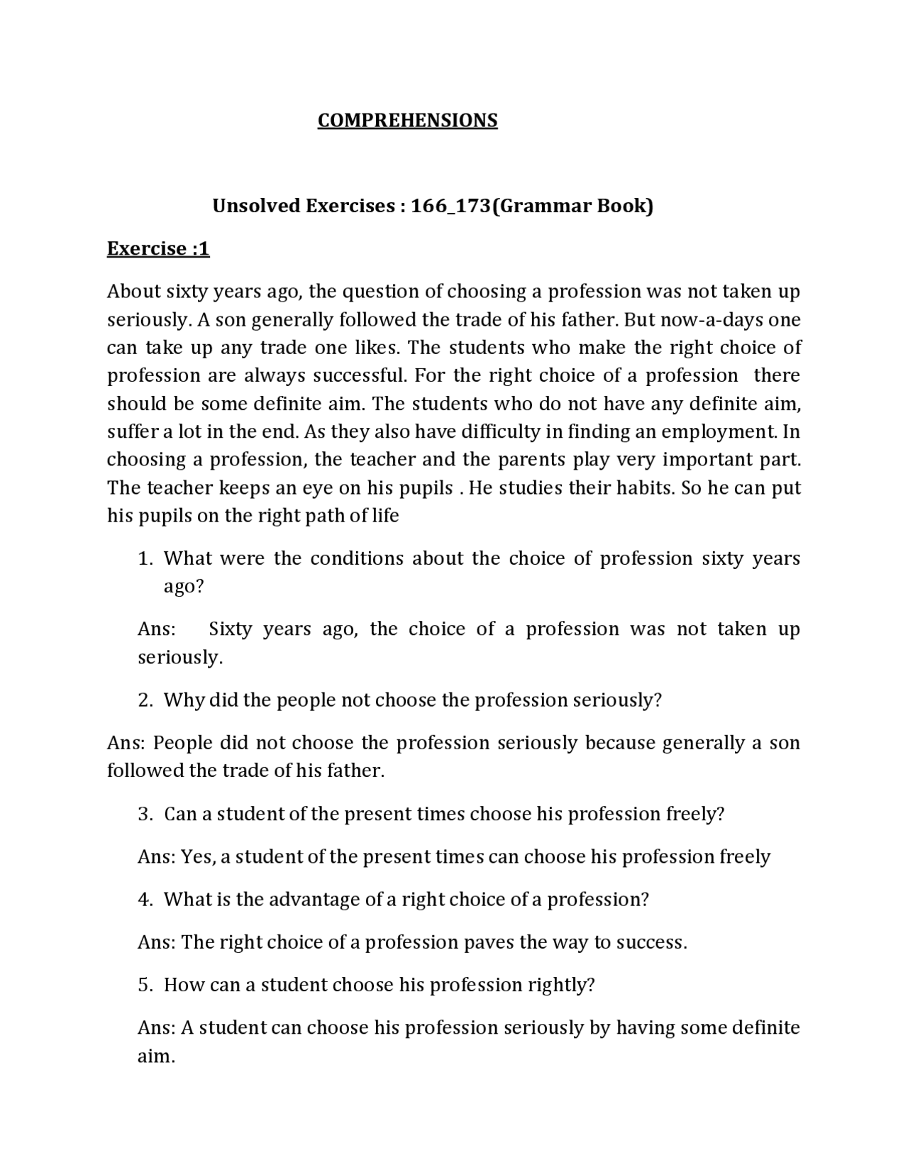 Comprehension passages high school and college exam | Study notes ...