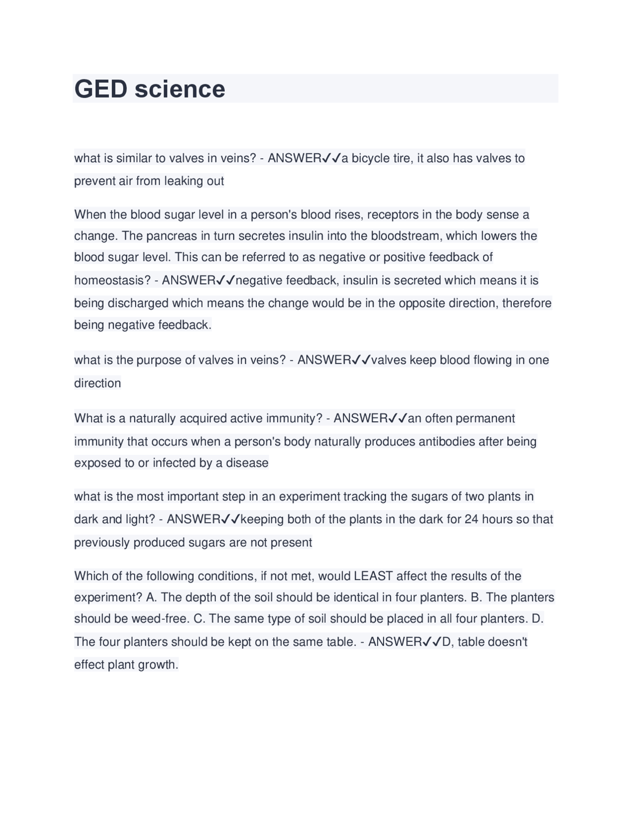 GED science QUESTIONS AND CORRECT DETAILED SOLUTIONS JUST RELEASED THIS ...