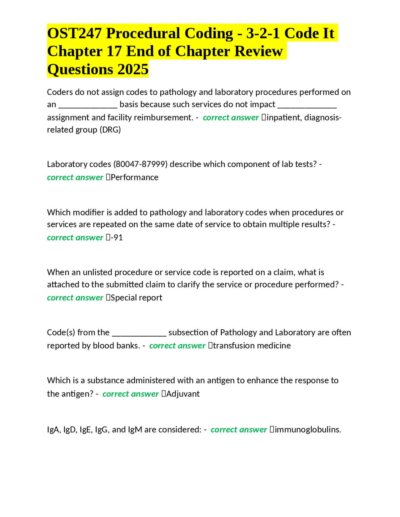 Procedural Coding: Pathology and Laboratory CPT Code Review | Exams ...