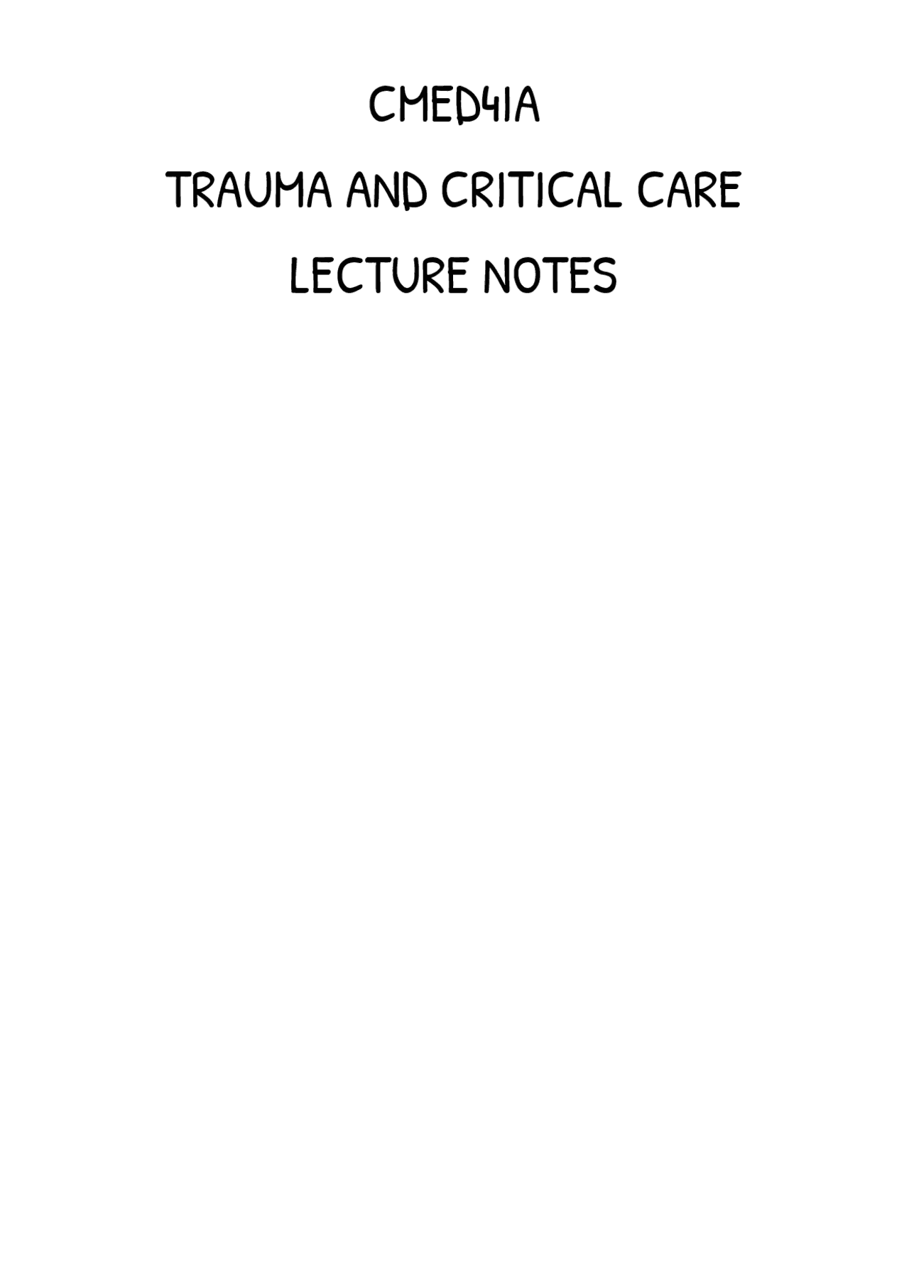 LECTURE NOTES ON TRAUMA AND CRITICAL CARE | Study Guides, Projects ...
