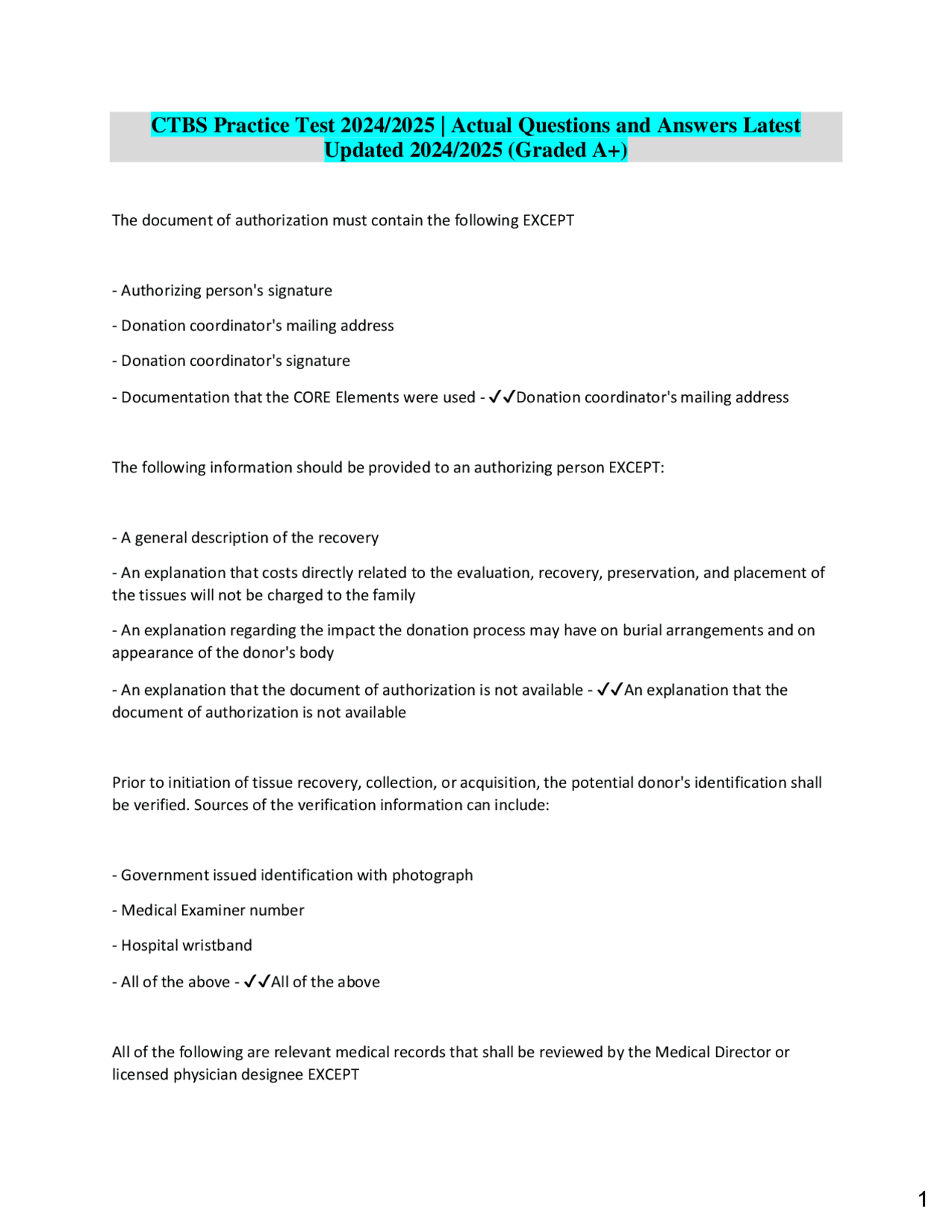 CTBS Practice Test 2024/2025 | Actual Questions and Answers Latest ...