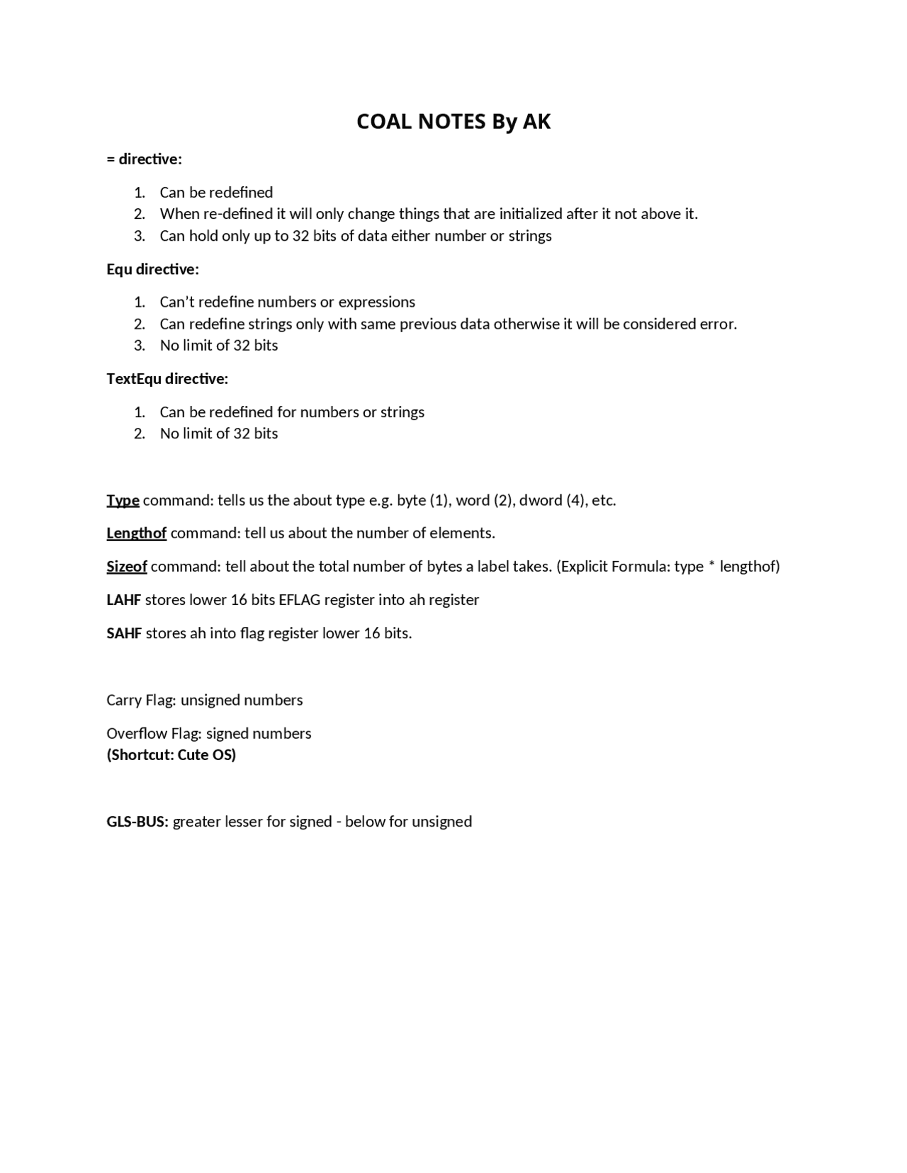 COAL Study Notes (Computer Organization & Assembly Language ...