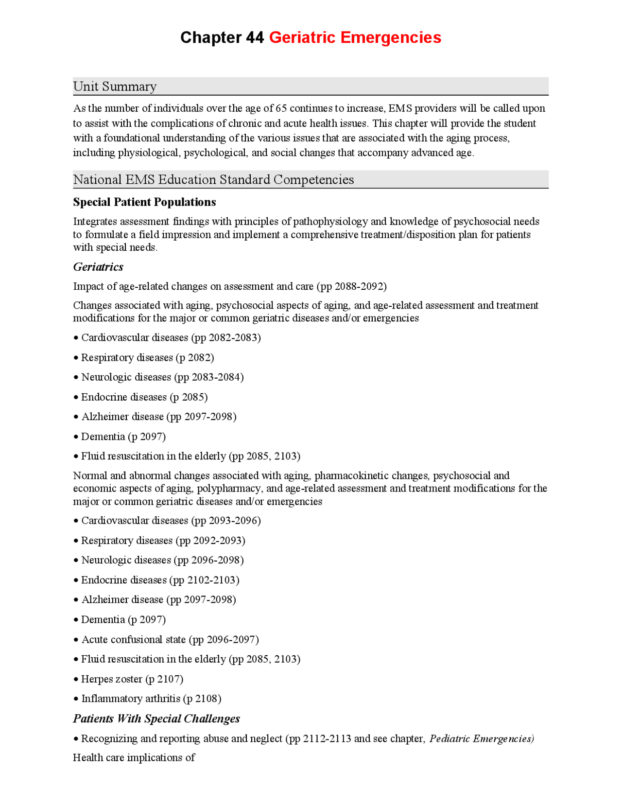 Chapter 44 Geriatric Emergencies | Study Guides, Projects, Research ...