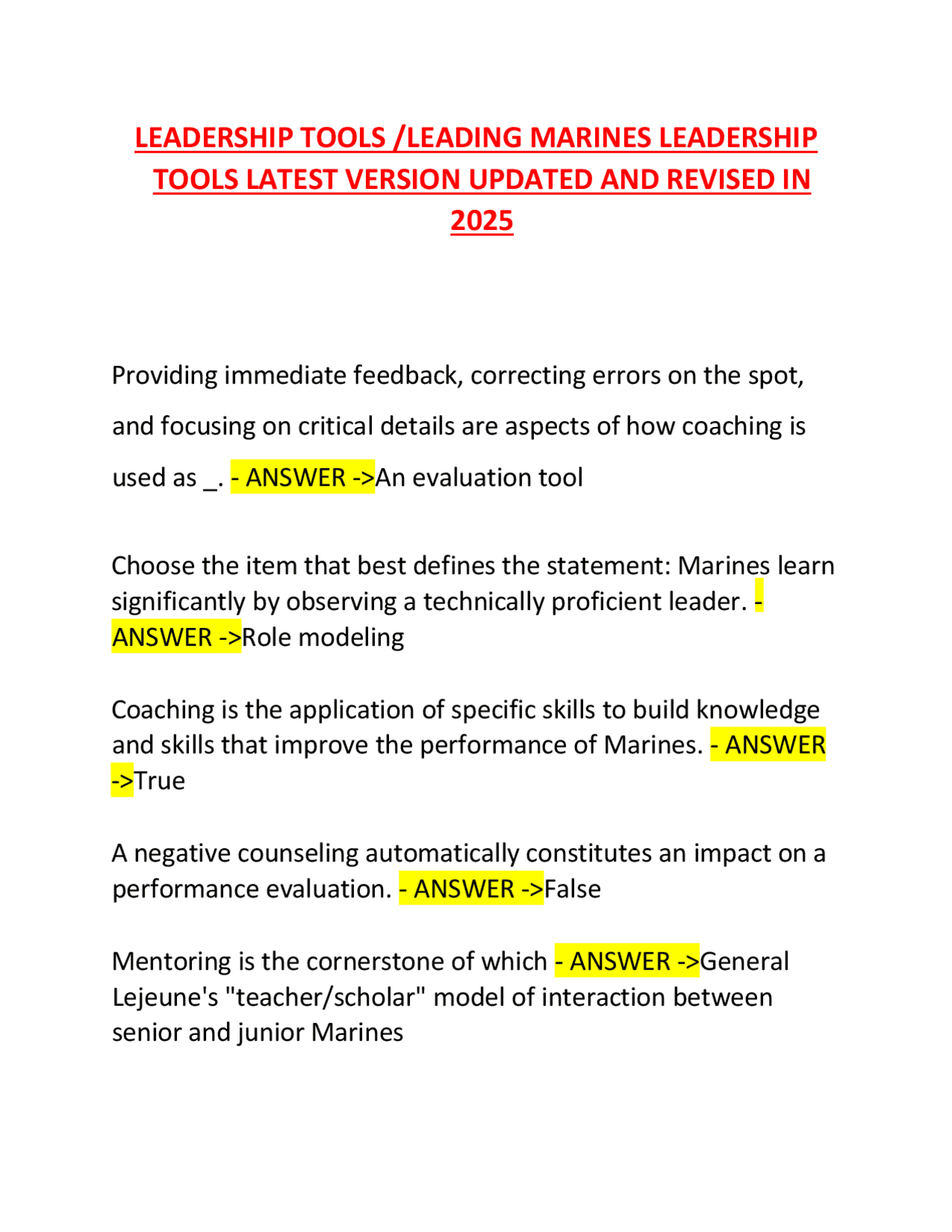 LEADERSHIP TOOLS /LEADING MARINES LEADERSHIP TOOLS LATEST VERSION ...