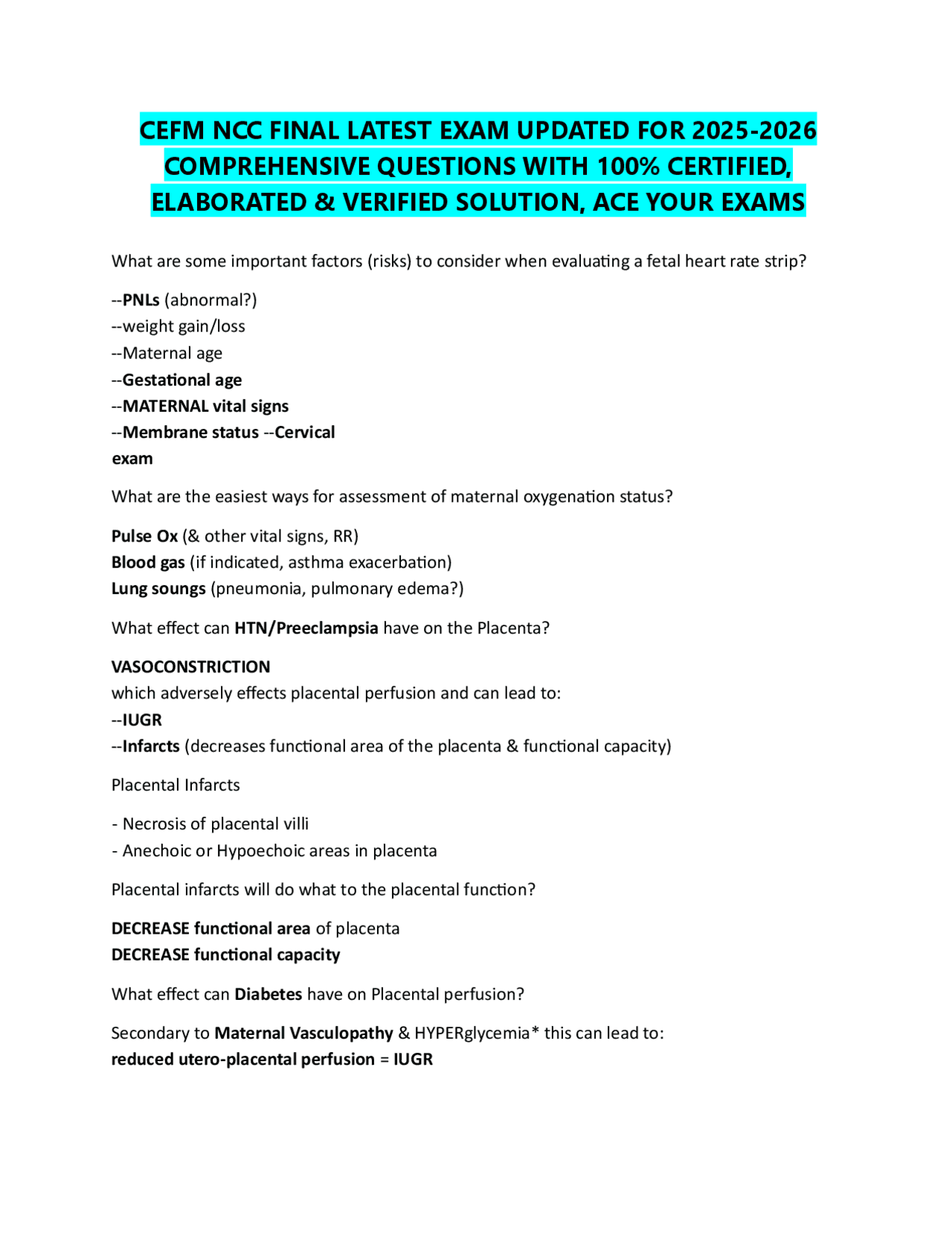 CEFM NCC FINAL LATEST EXAM UPDATED FOR 2025-2026 COMPREHENSIVE ...