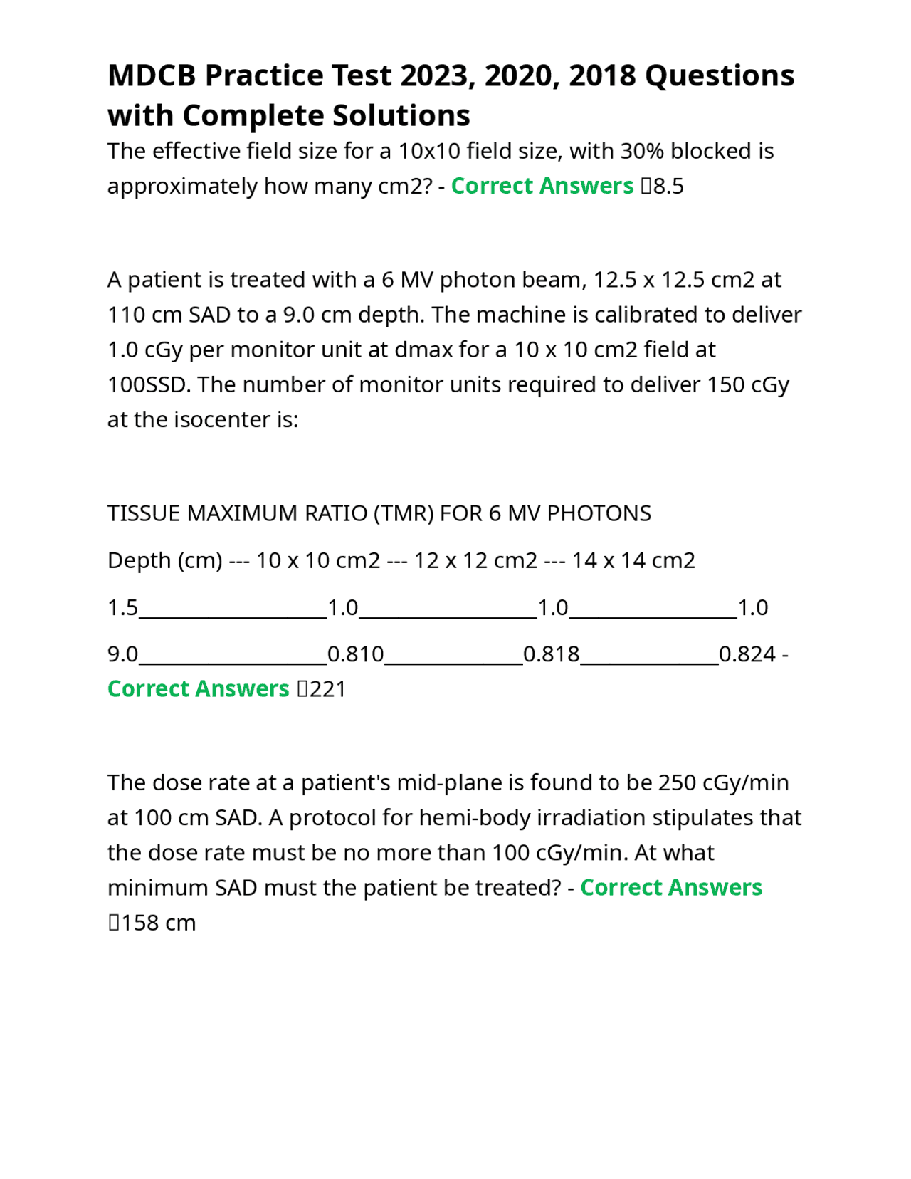 MDCB Practice Test 2023, 2020, 2018 Questions with Complete Solutions ...
