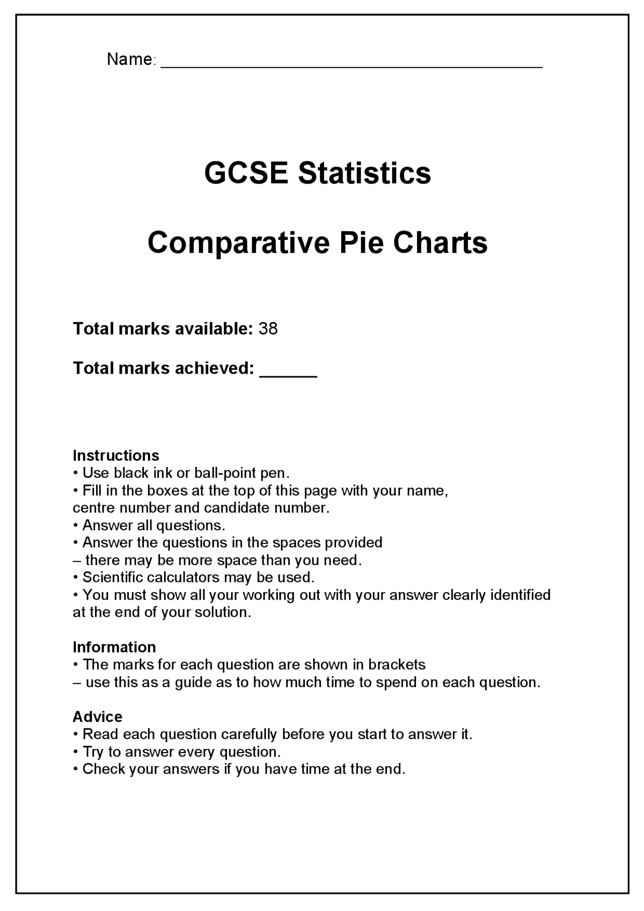 Comparative Pie Charts Exam Questions.pdf | Exams Mathematics | Docsity