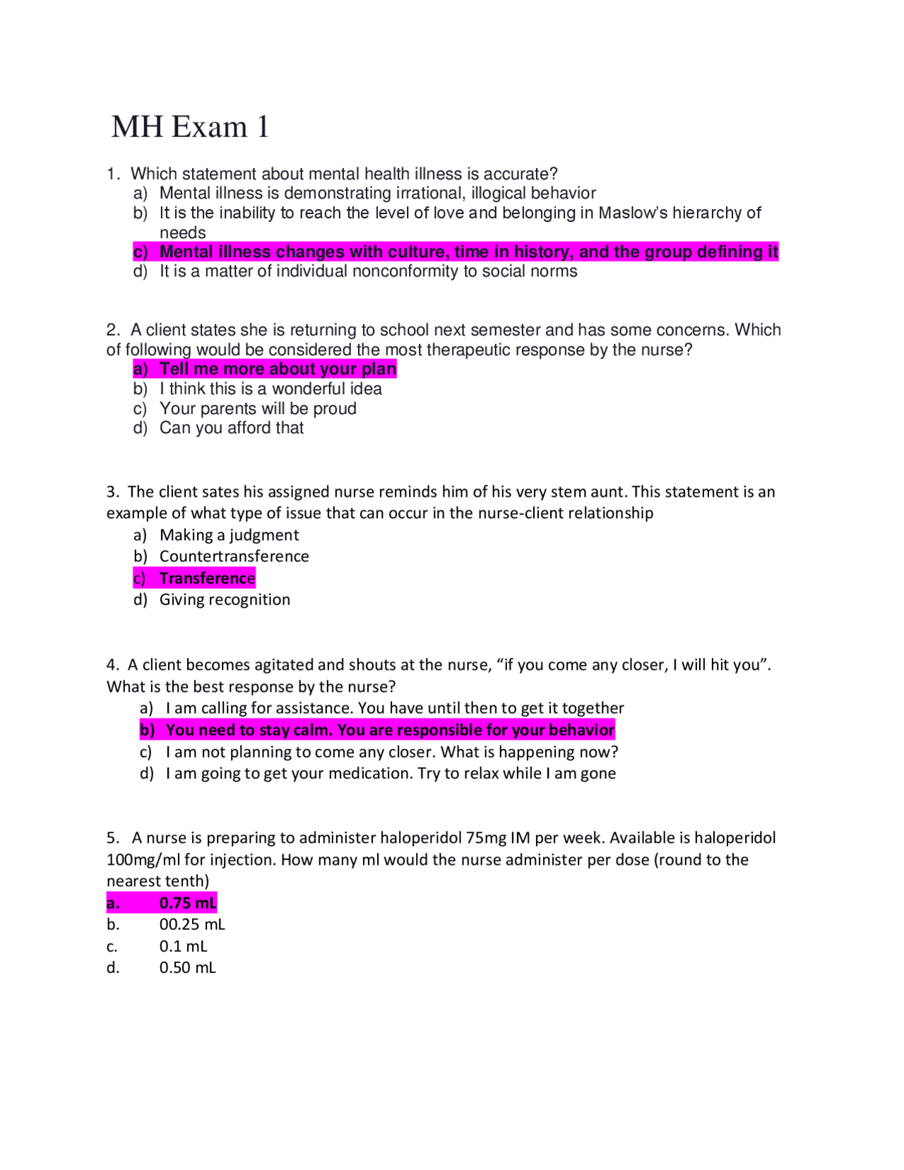 Mental health exam 1 | Study Guides, Projects, Research Psychiatry ...