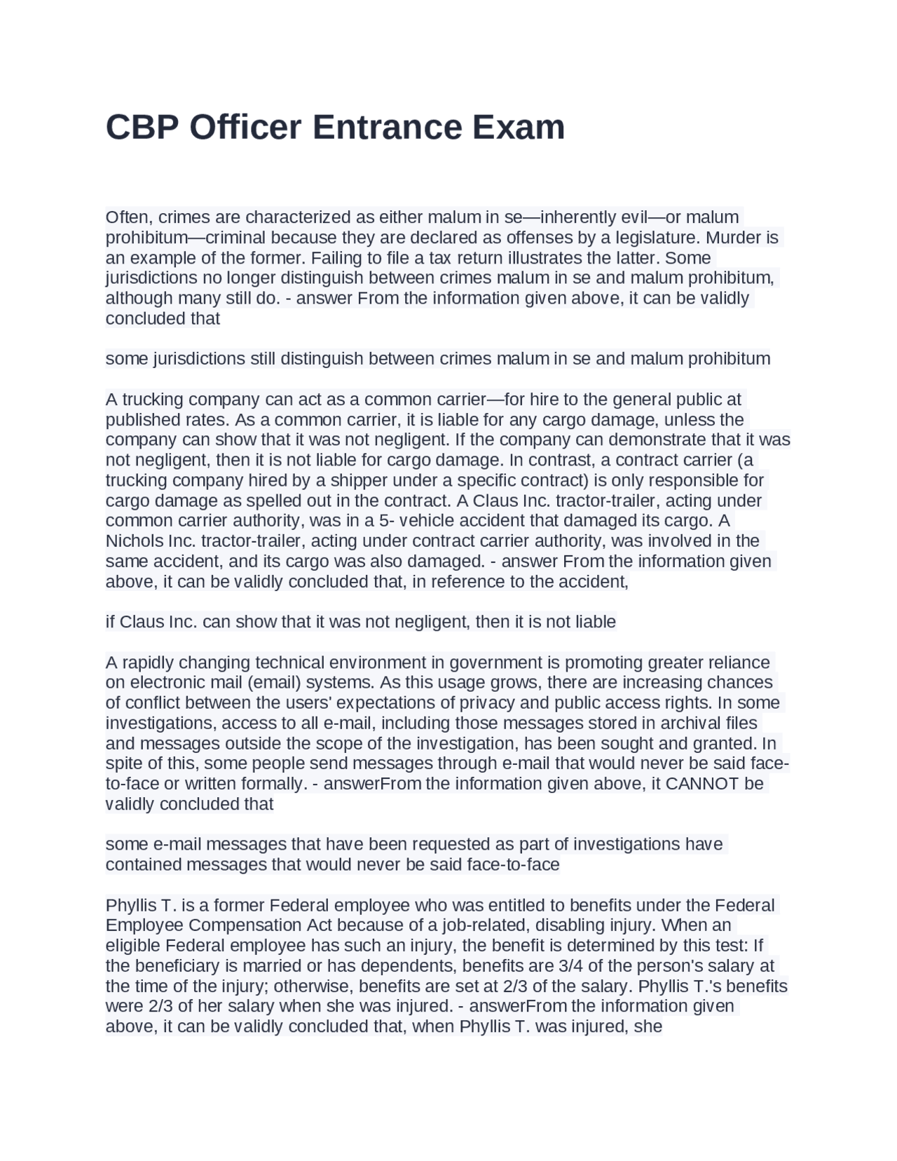 CBP Officer Entrance Exam: Logical Reasoning Questions | Exams Advanced ...