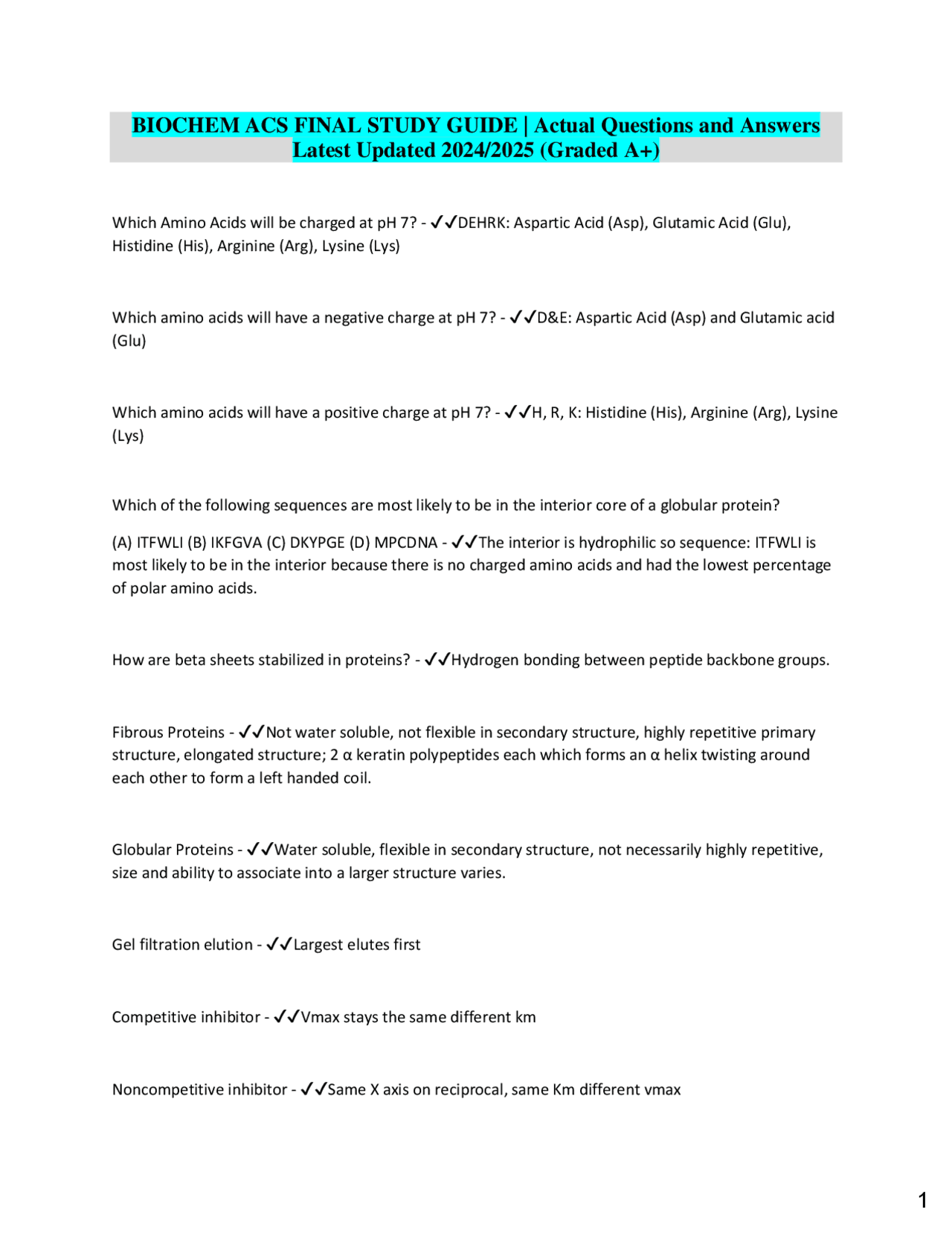 BIOCHEM ACS FINAL STUDY GUIDE | Actual Questions and Answers Latest ...