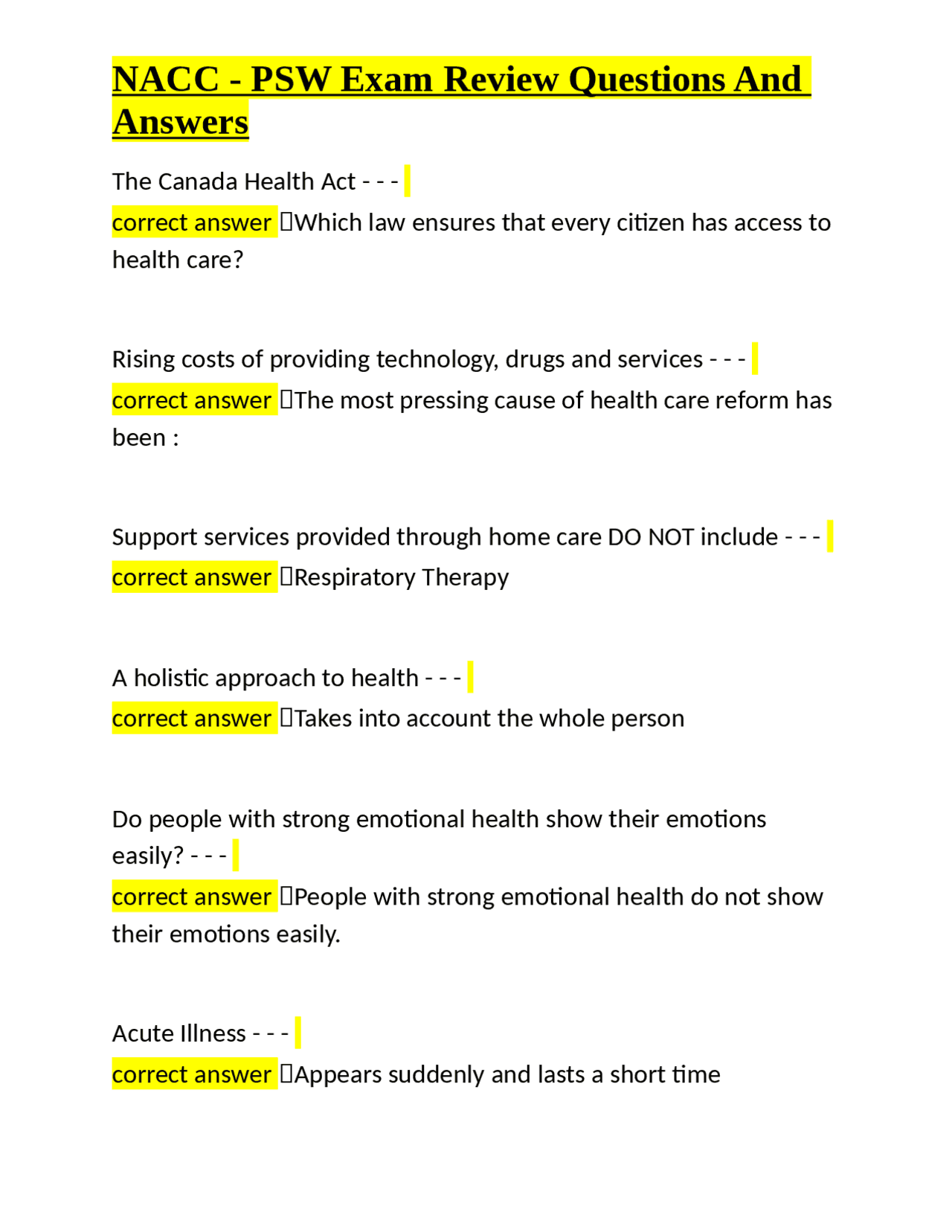 NACC - PSW Exam Review Questions And Answers | Exams Public Health ...