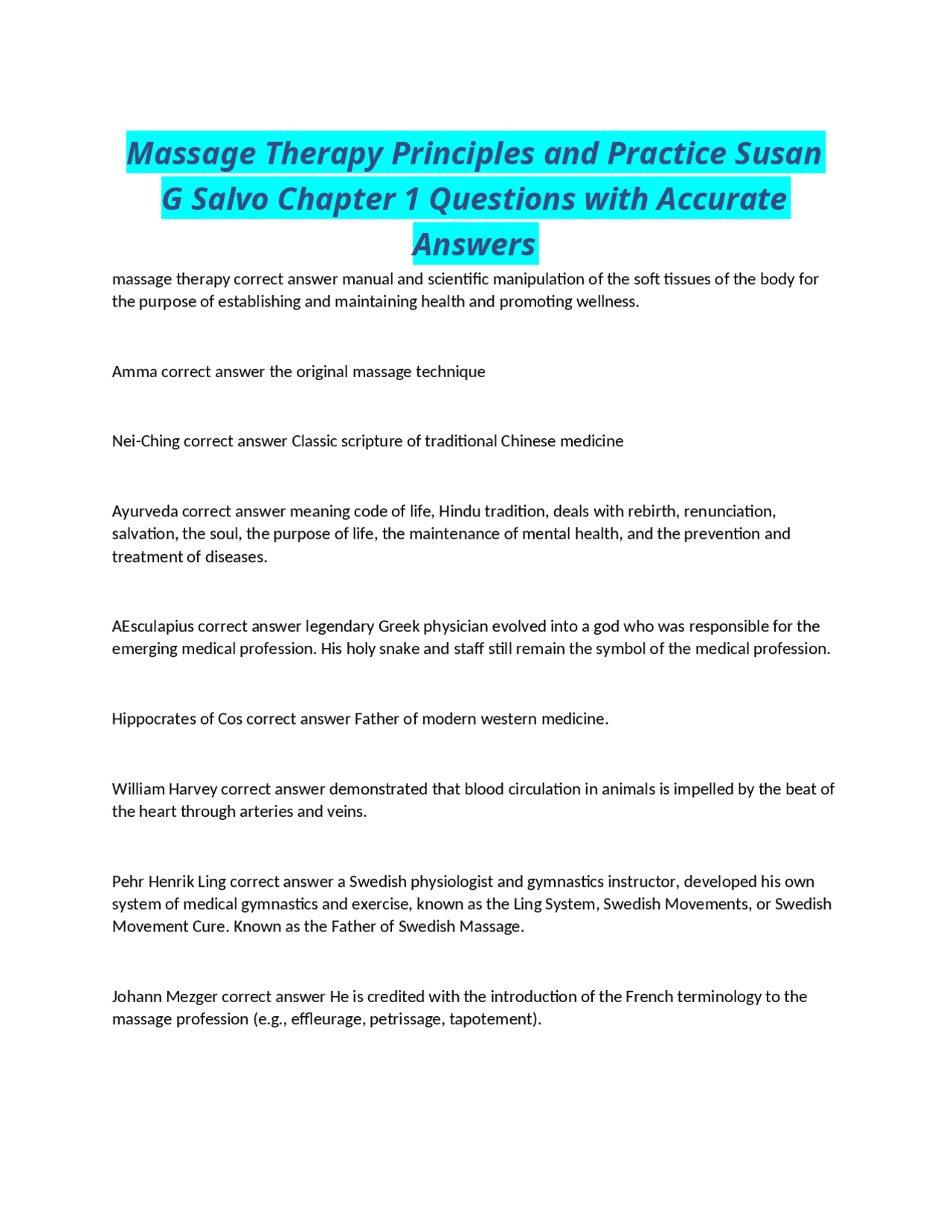 Massage Therapy Principles and Practice Susan G Salvo Chapter 1 ...