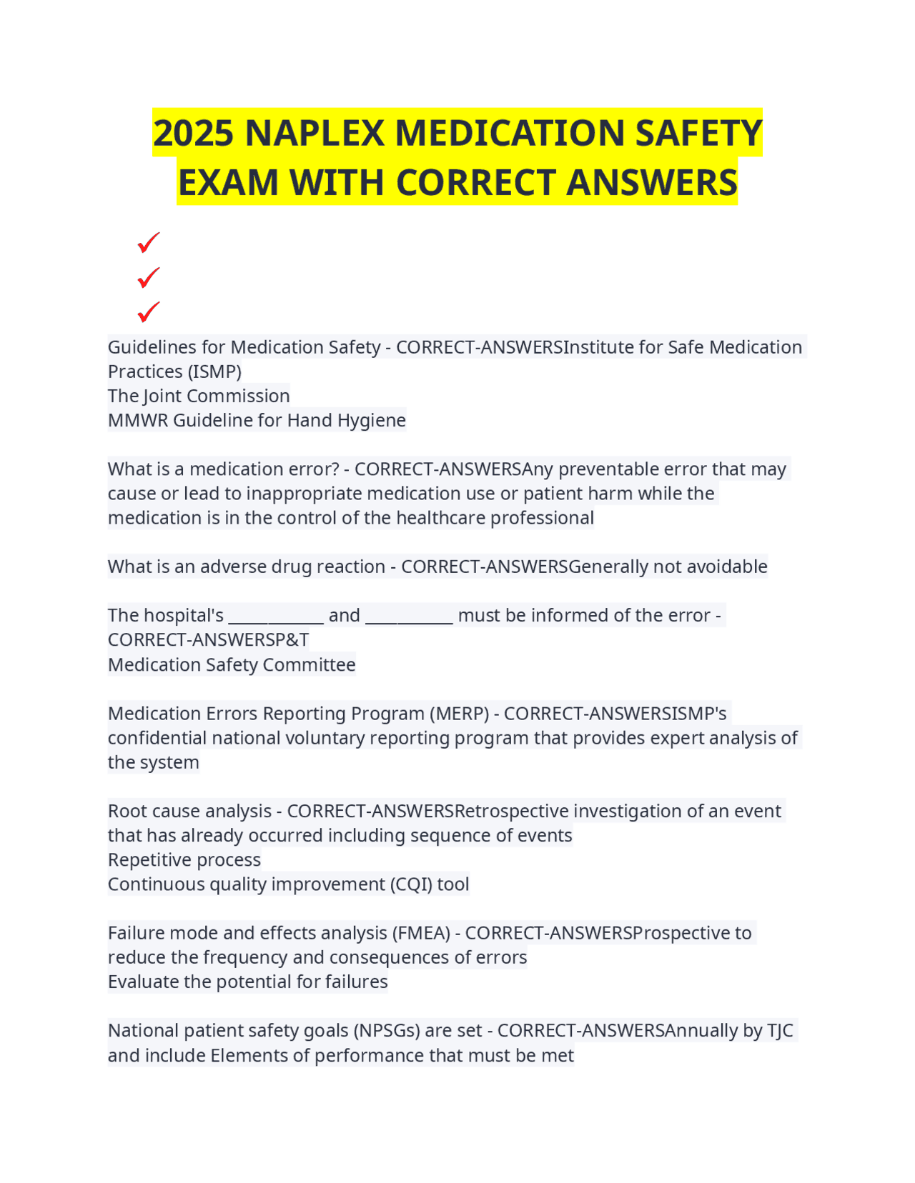 NAPLEX Medication Safety Exam: Guidelines and Error Prevention | Exams ...