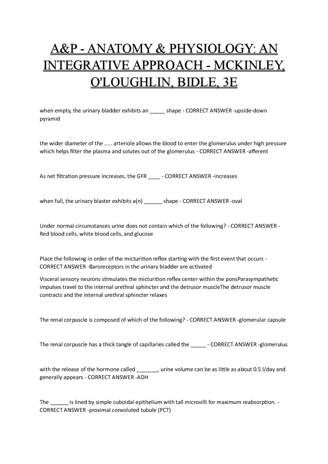 A&P - ANATOMY & PHYSIOLOGY: AN INTEGRATIVE APPROACH - MCKINLEY, O ...