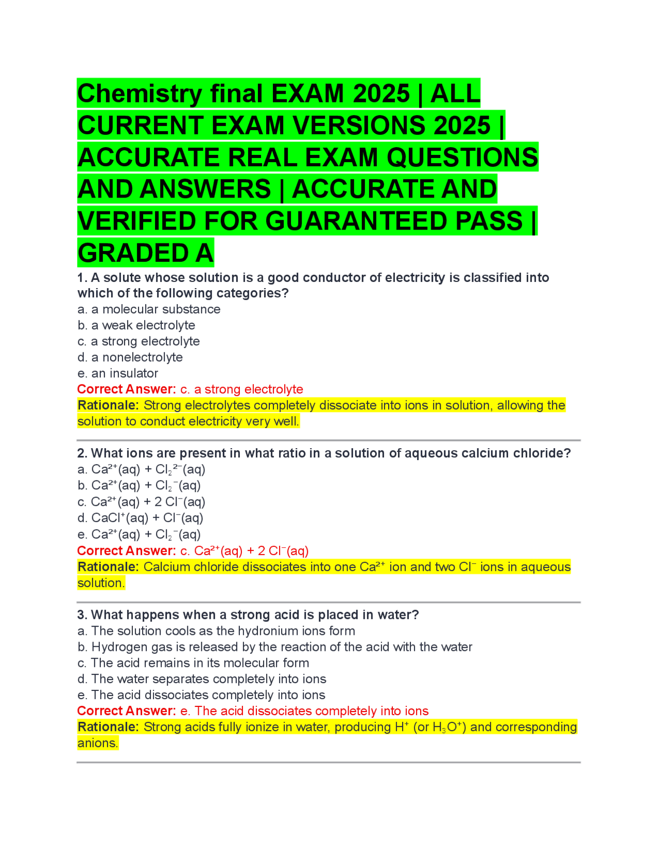 Chemistry final EXAM 2025 | ALL CURRENT EXAM VERSIONS 2025 | ACCURATE ...