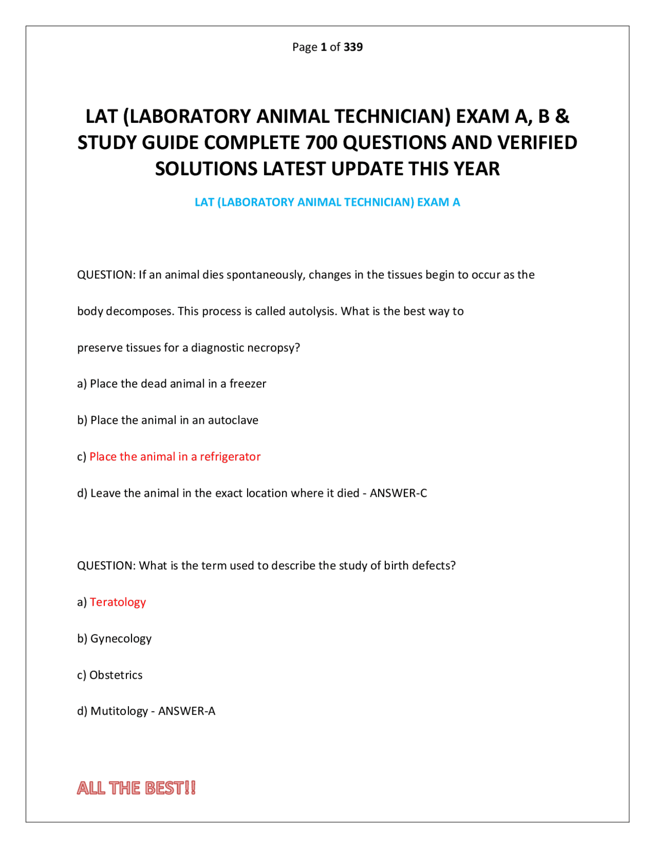 LAT Exam Study Guide: 700 Questions & Verified Solutions | Exams ...