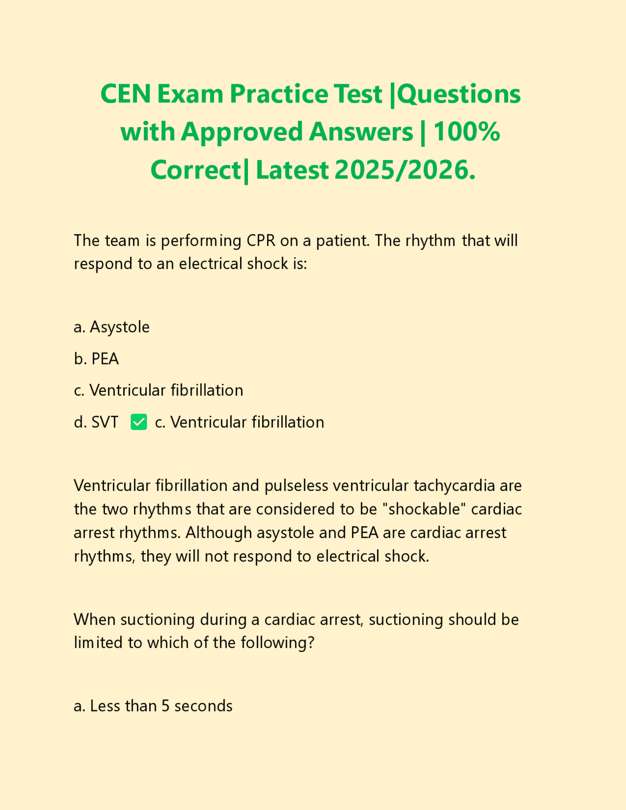 CEN Exam Practice Test |Questions with Approved Answers | 100% Correct ...