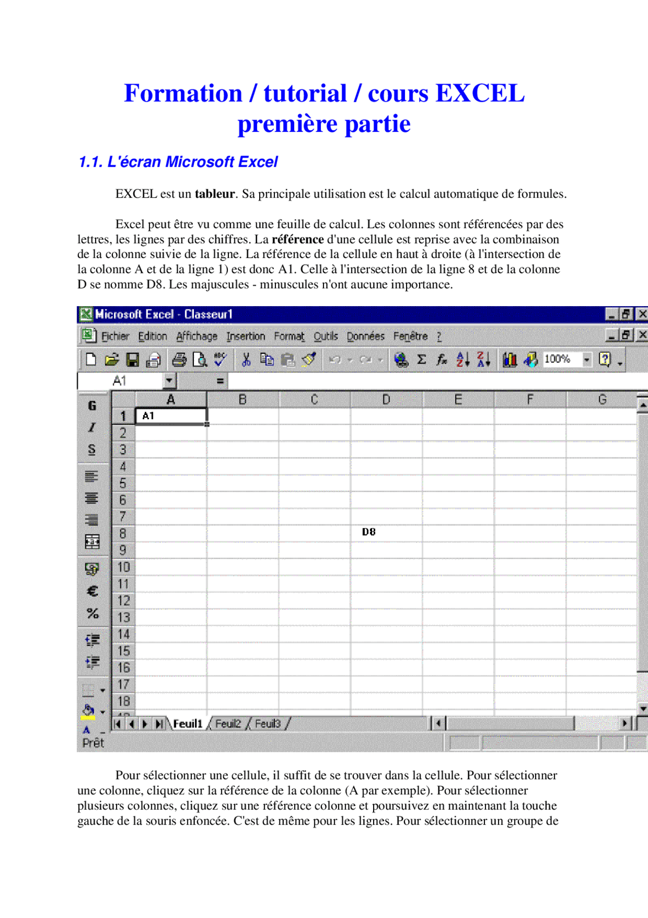 FORMATION / COURS / TUTORIEL D'EXCEL | Study Guides, Projects, Research ...