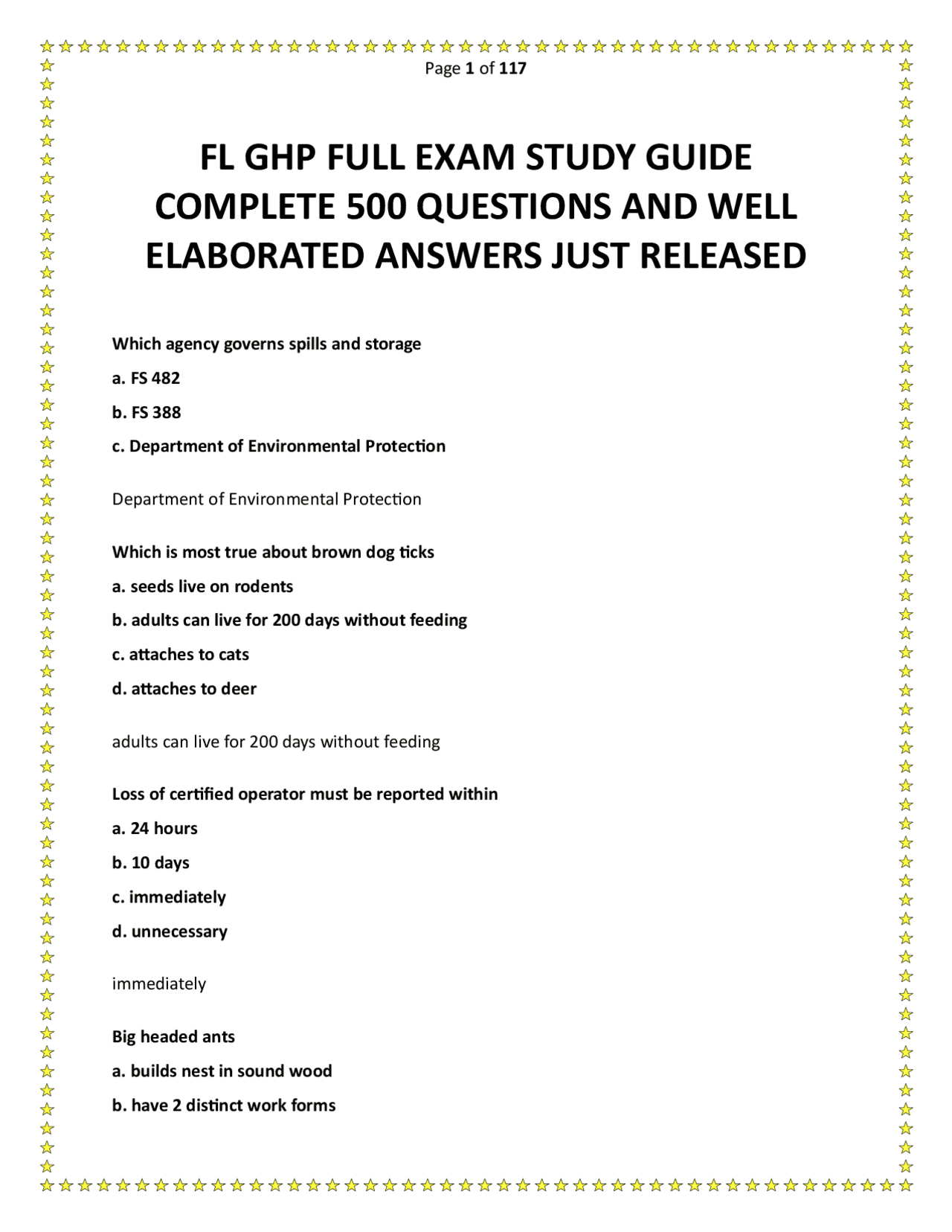 FL GHP FULL EXAM STUDY GUIDE COMPLETE 500 QUESTIONS AND WELL ELABORATED ...