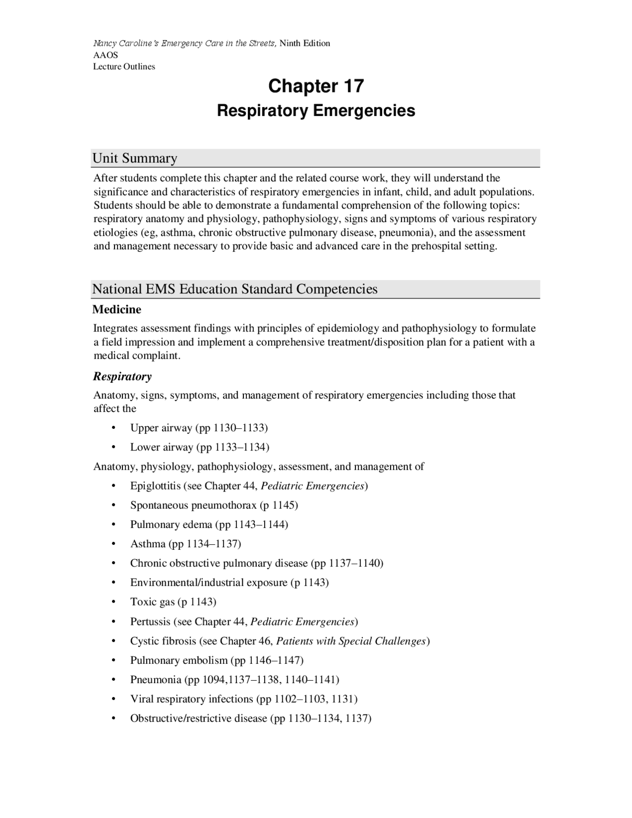 Respiratory Emergencies Assessment & Management (EMS 101) | Study ...
