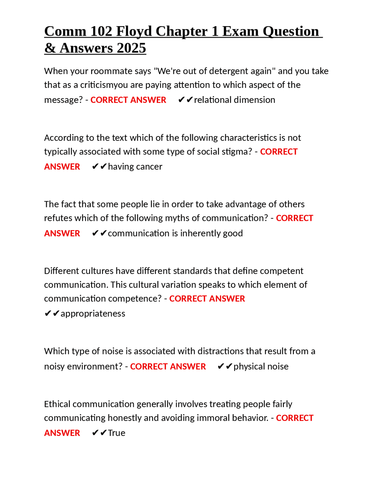 Comm 102: Exam Questions and Answers - Communication Principles | Exams ...