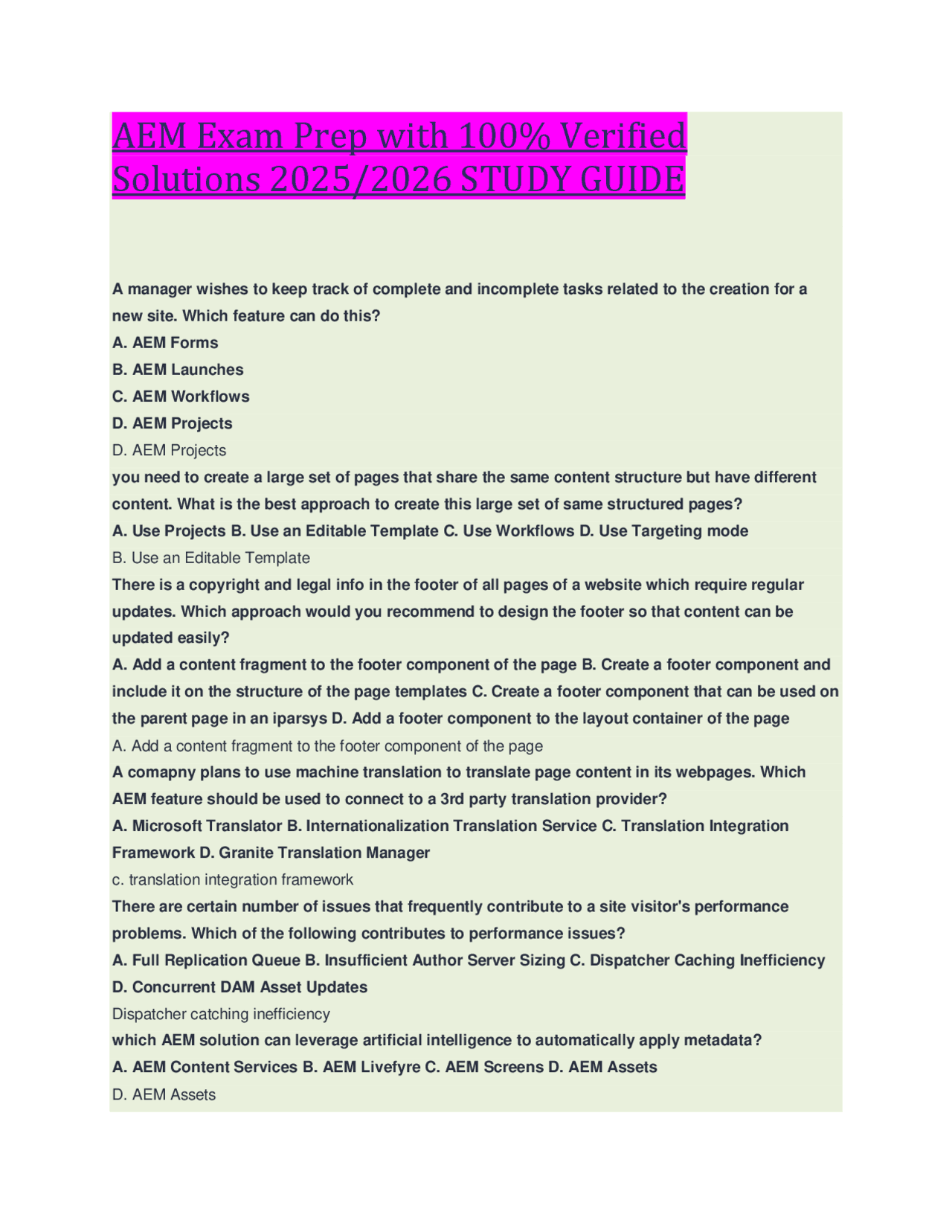 AEM Exam Prep with 100% Verified Solutions 2025/2026 STUDY GUIDE | Exams Business Administration ...