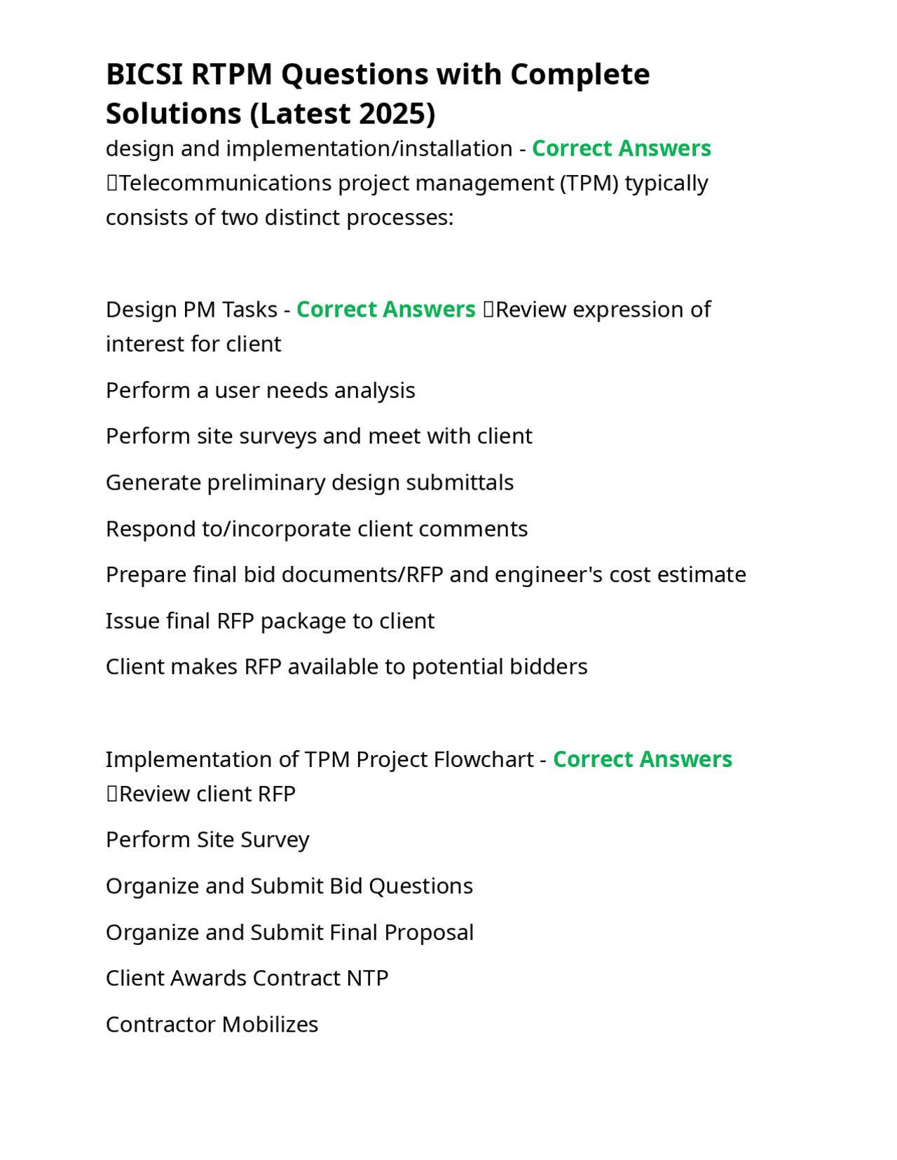 BICSI RTPM Questions with Complete Solutions (Latest 2025) | Exams ...
