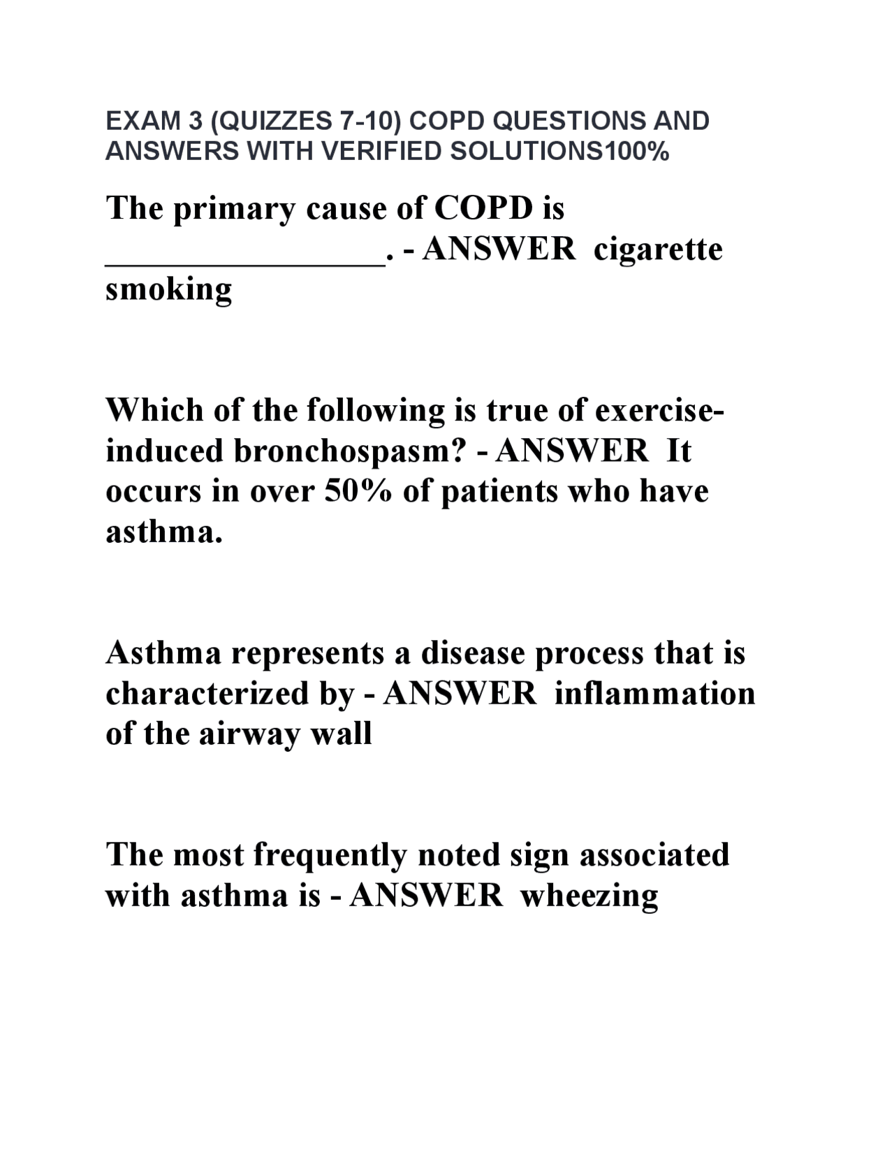 COPD, Asthma, Arthritis, and Spinal Cord Injury Exam Q&A | Exams ...