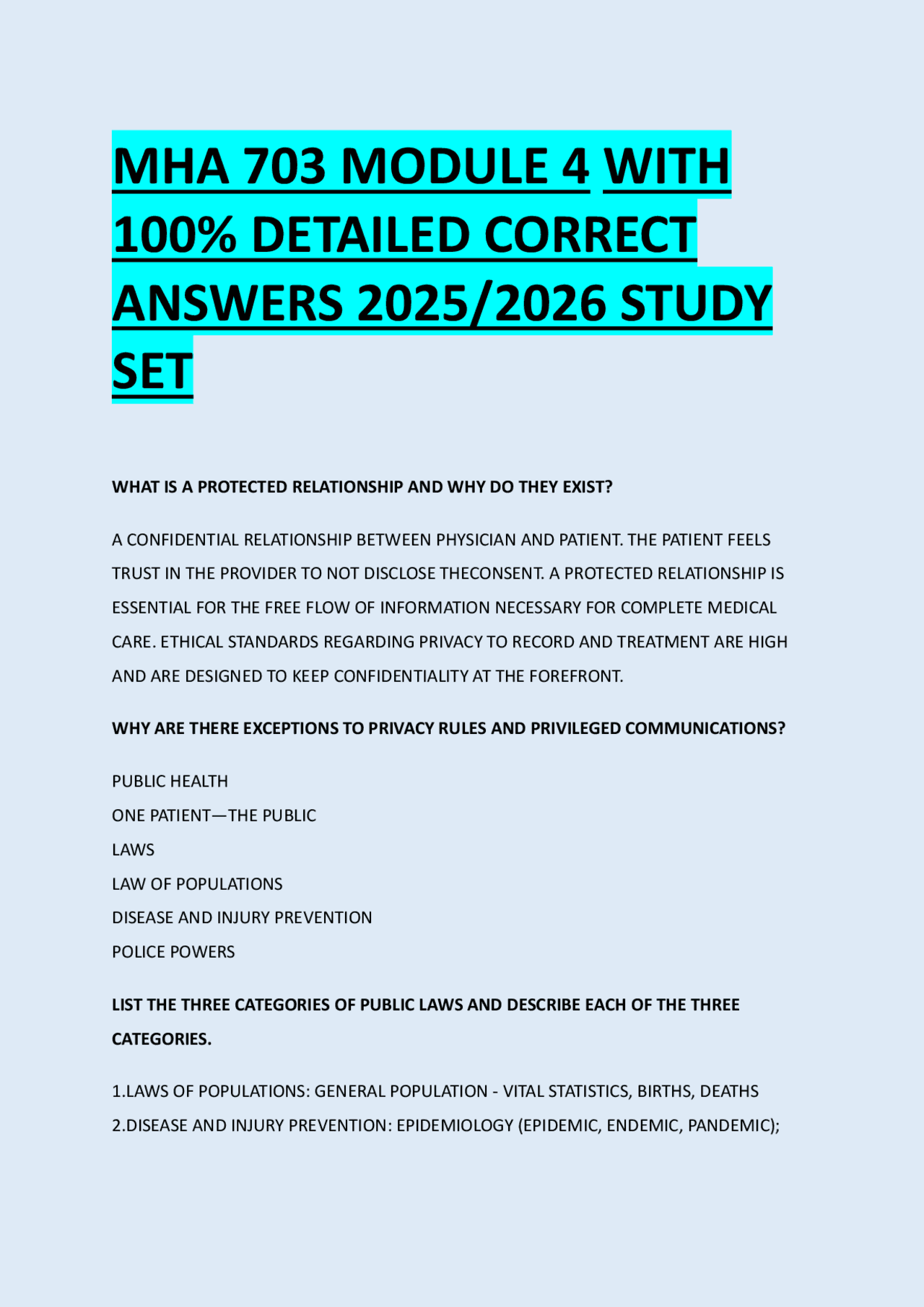MHA 703 MODULE 4 WITH 100% DETAILED CORRECT ANSWERS 2025/2026 STUDY SET ...