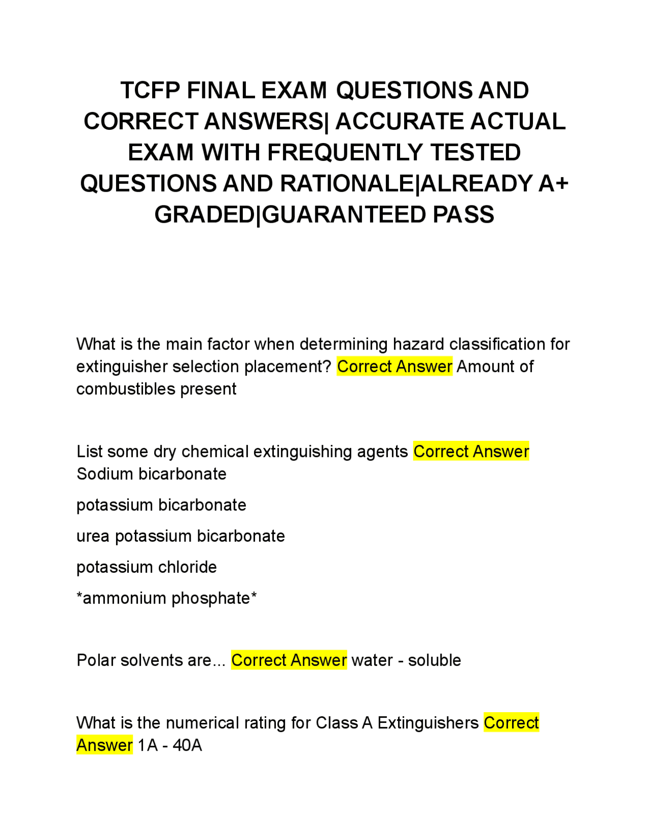 TCFP FINAL EXAM QUESTIONS AND CORRECT ANSWERS| ACCURATE ACTUAL EXAM ...