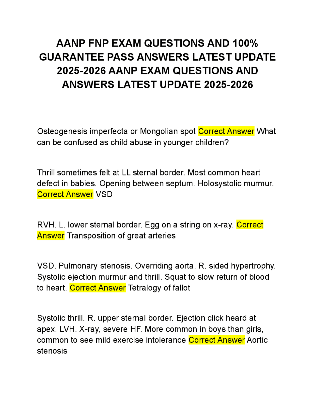 AANP FNP EXAM QUESTIONS AND 100% GUARANTEE PASS ANSWERS LATEST UPDATE ...