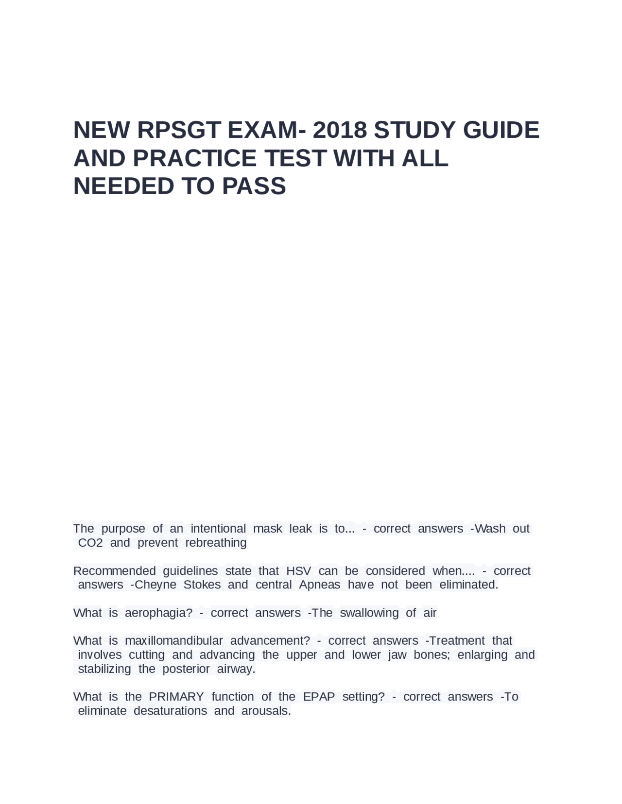 NEW RPSGT EXAM- 2018 Study Guide and Practice Test with all needed to ...