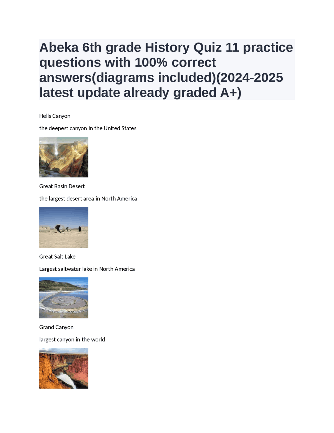 Abeka 6th grade History Quiz 11 practice questions with 100% correct ...
