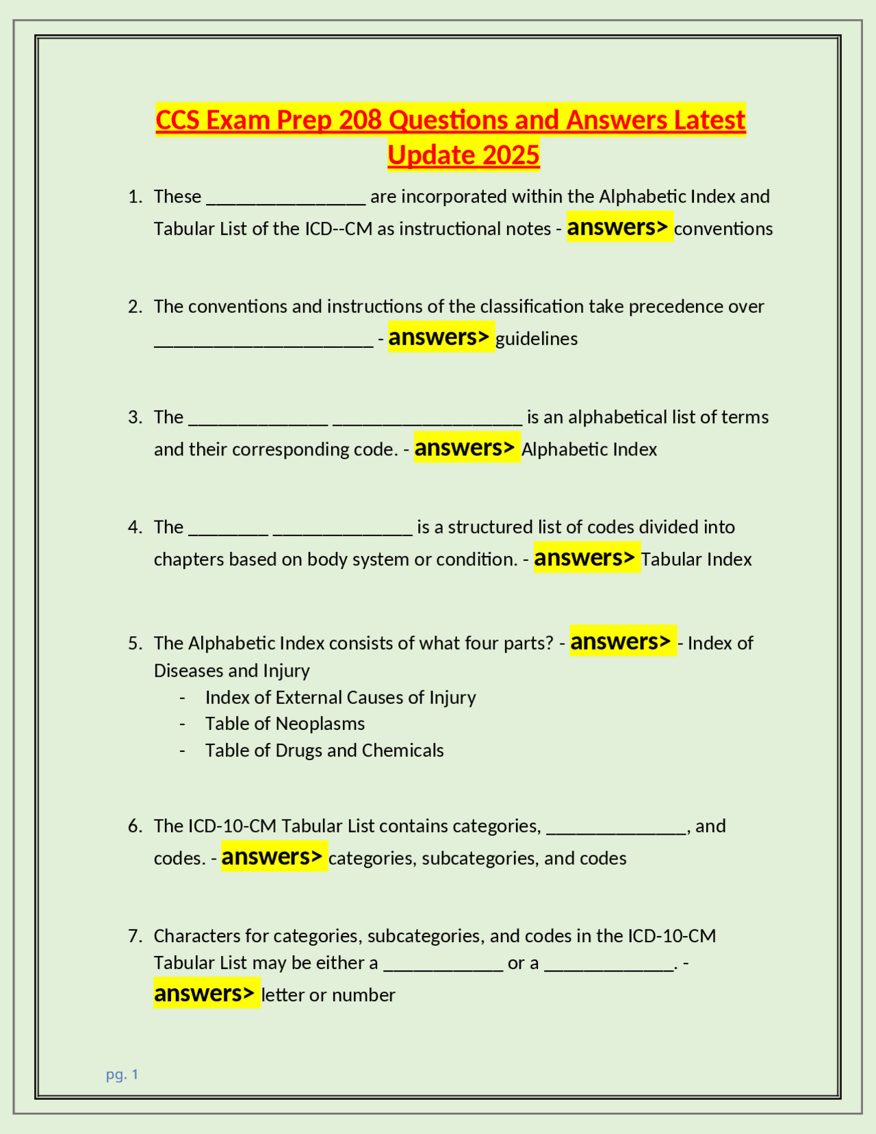 CCS Exam Prep 208 Questions and Answers Latest Update 2025 | Exams ...