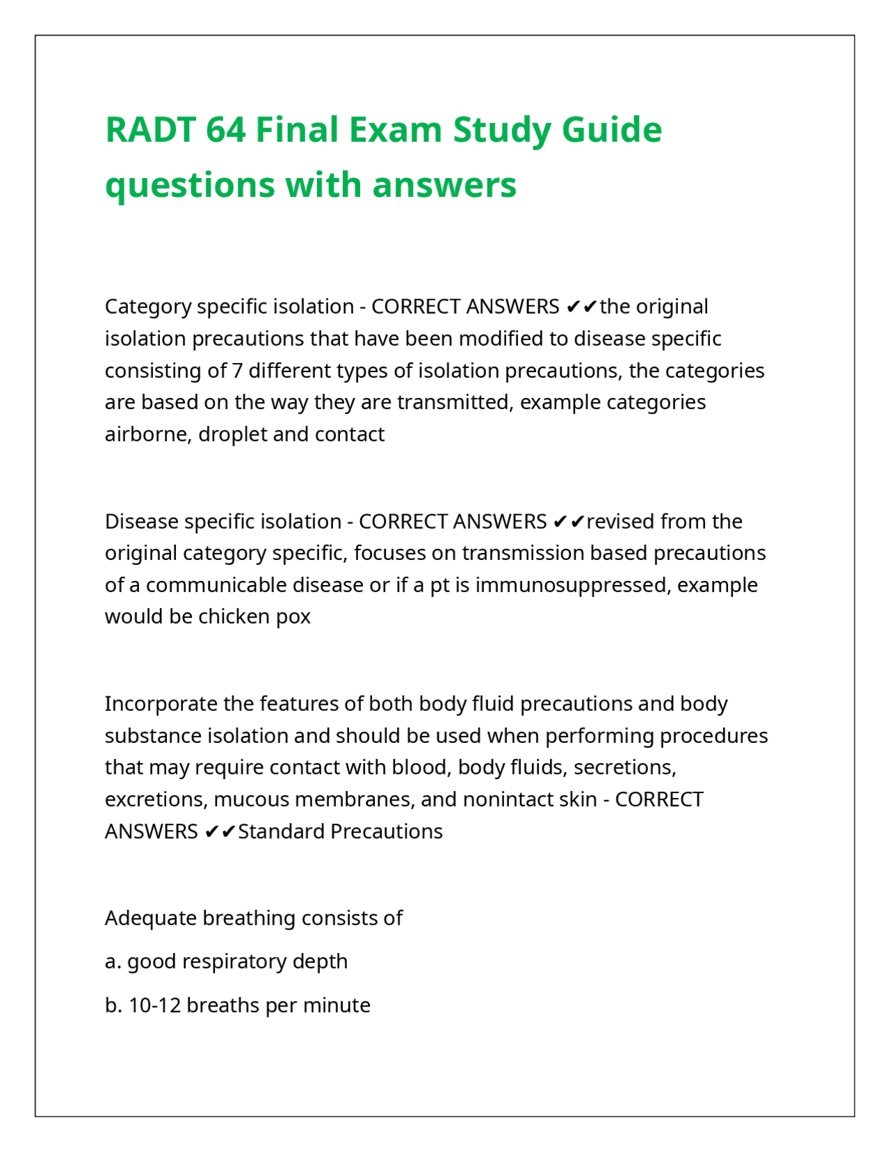 RADT 64 Final Exam Study Guide questions with answers | Exams Health ...