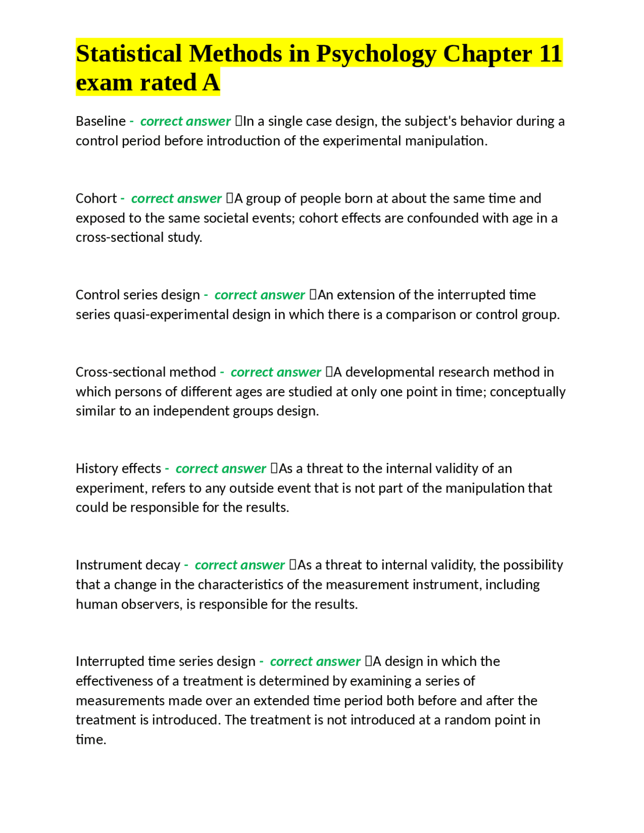 Statistical Methods in Psychology Chapter 11 exam rated A | Exams Data Analysis & Statistical ...
