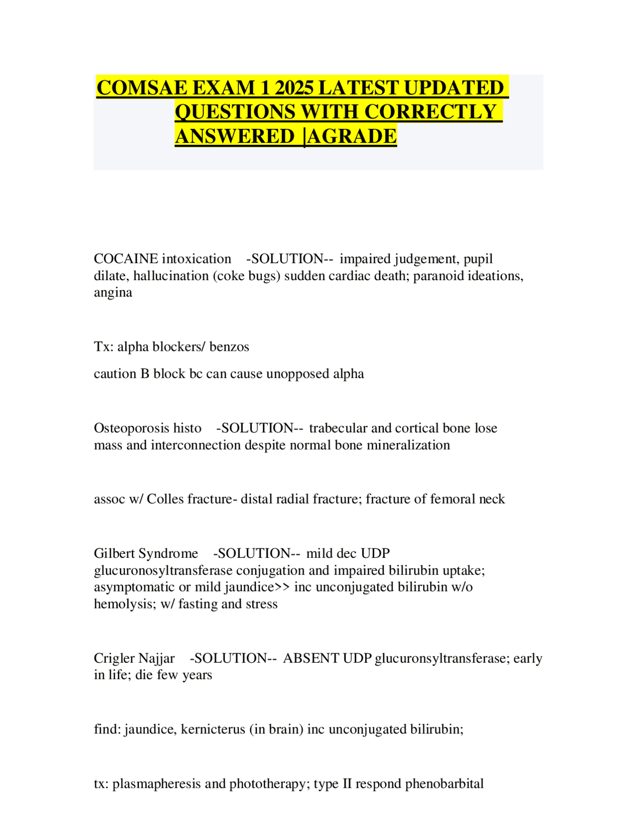 COMSAE EXAM 1 2025 LATEST UPDATED QUESTIONS WITH CORRECTLY ANSWERED ...