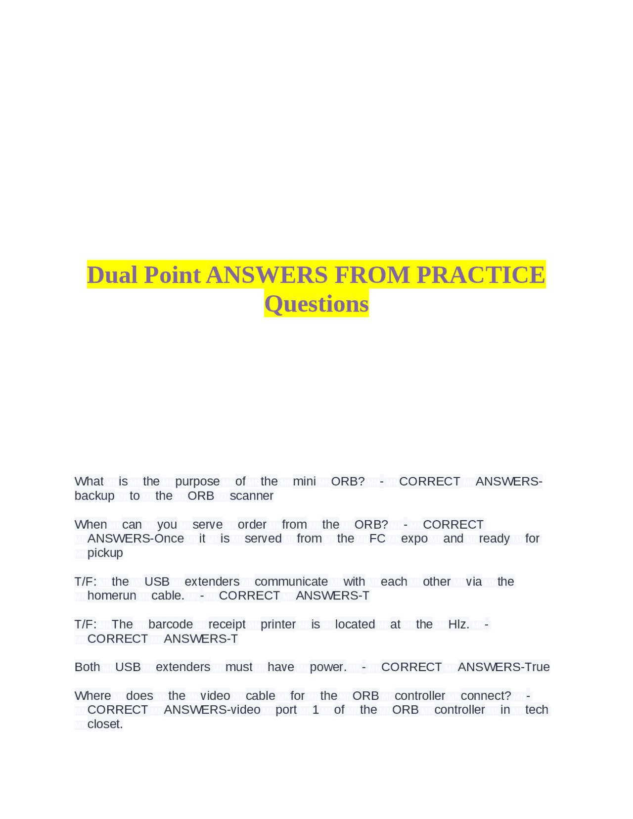Dual Point ANSWERS FROM PRACTICE Questions | Exams Advanced Education ...