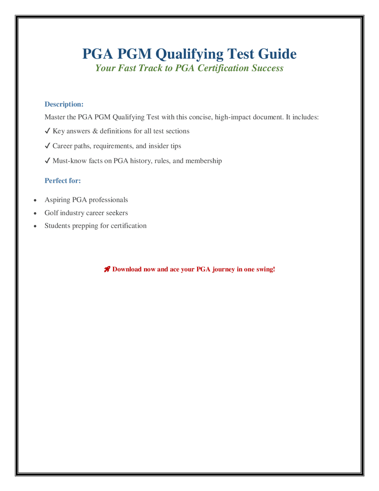 PGA PGM Qualifying Test: Key Answers & Career Paths Explained | Exams ...