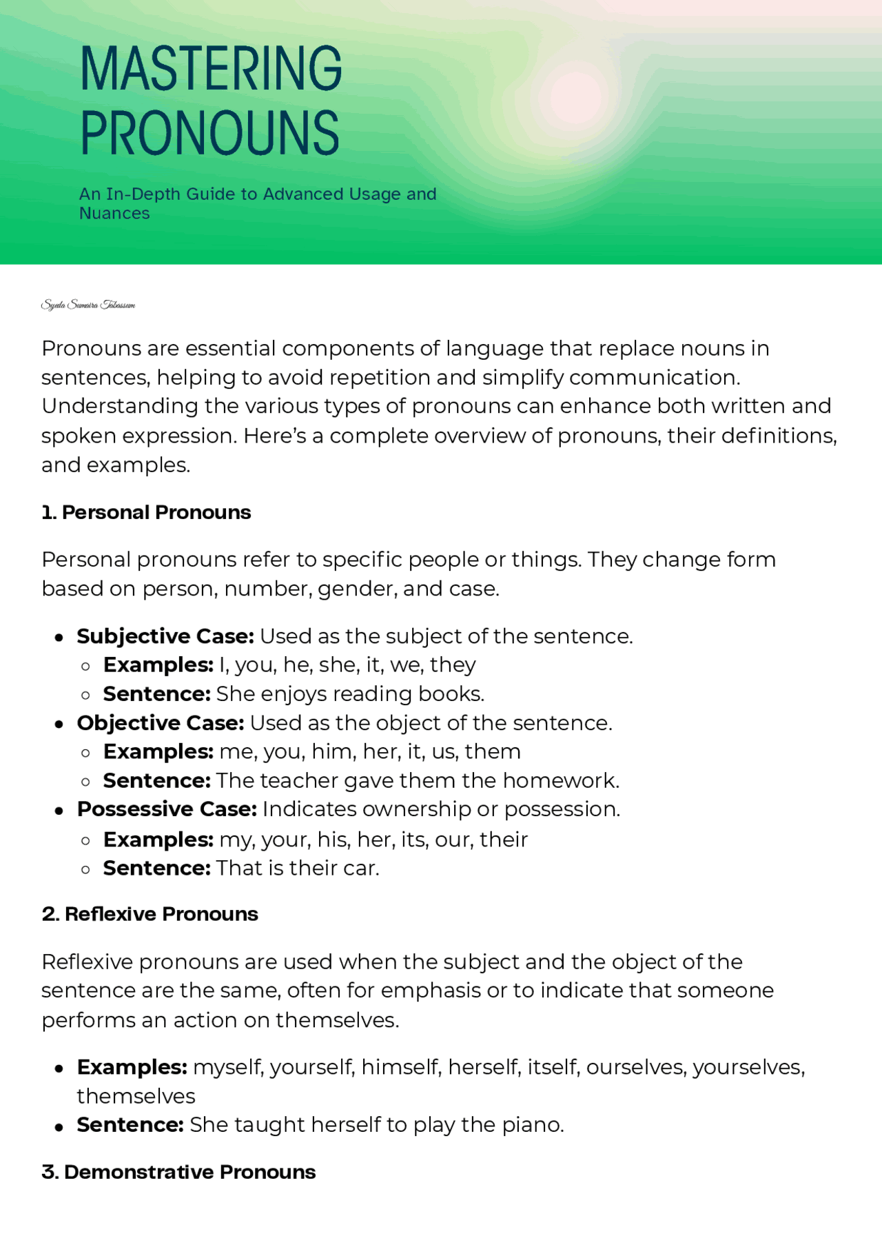 Master English Pronouns: The Ultimate Guide to Personal, Reflexive ...