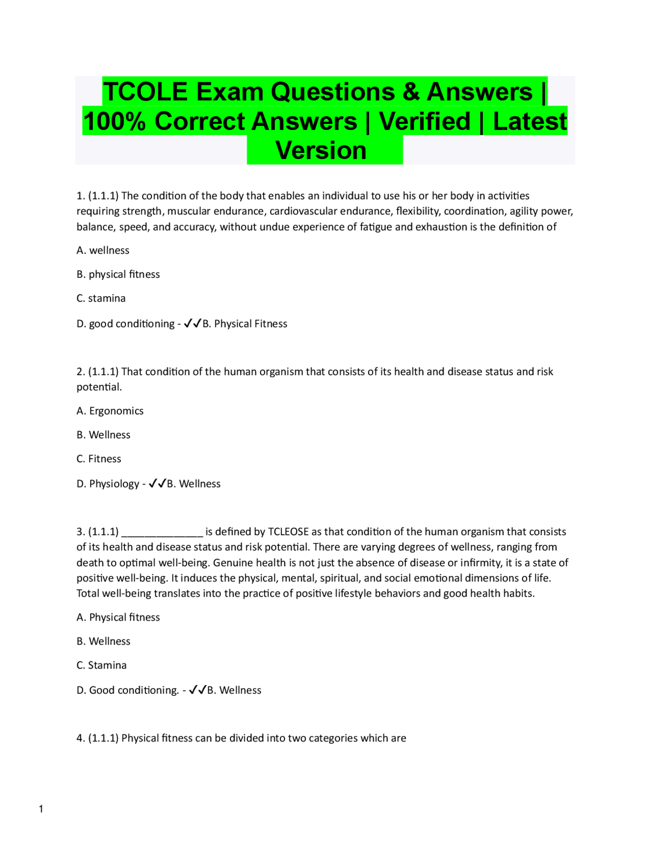 TCOLE Exam Questions & Answers | 100% Correct Answers | Verified 2025/ ...