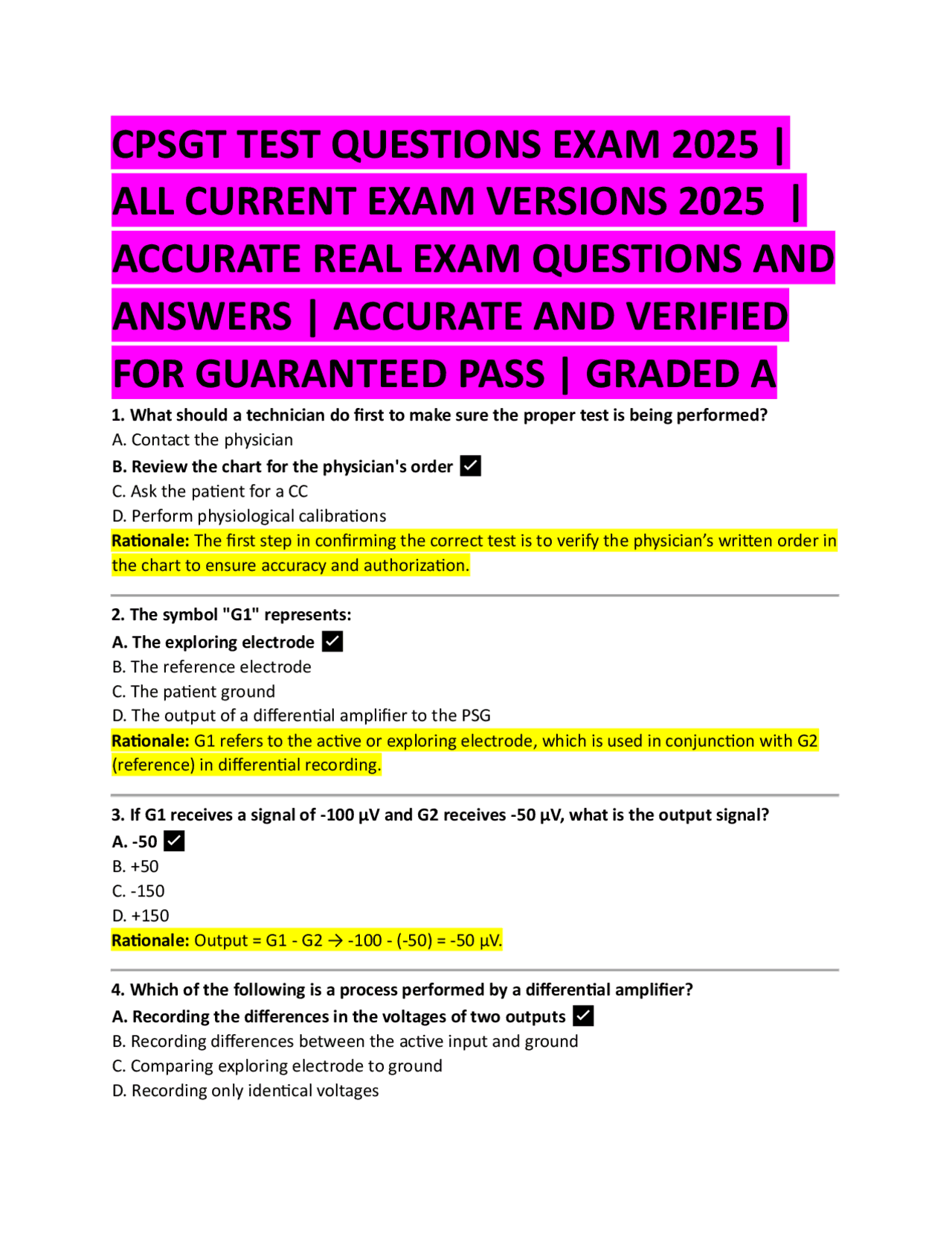 CPSGT TEST QUESTIONS EXAM 2025 | ALL CURRENT EXAM VERSIONS 2025 ...