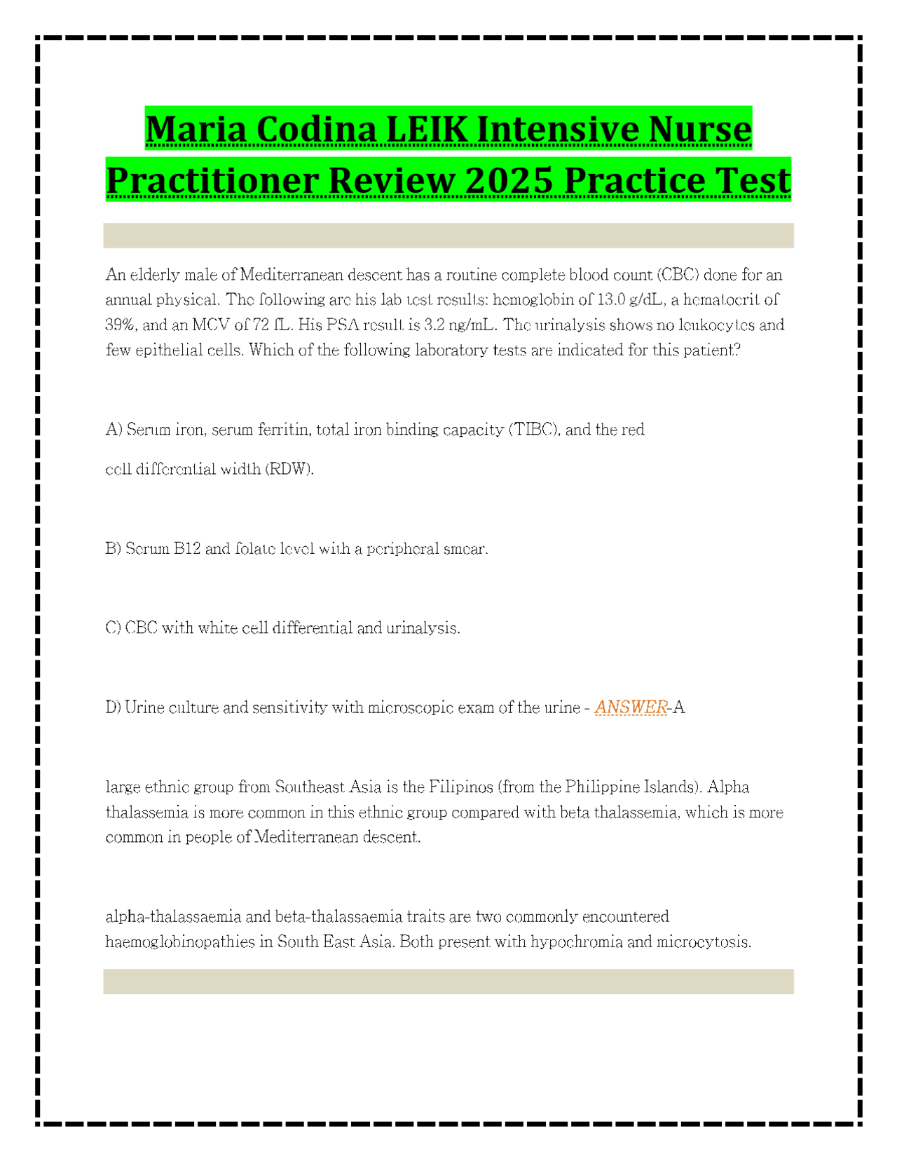 Maria Codina LEIK Intensive Nurse Practitioner Review 2025 Practice ...